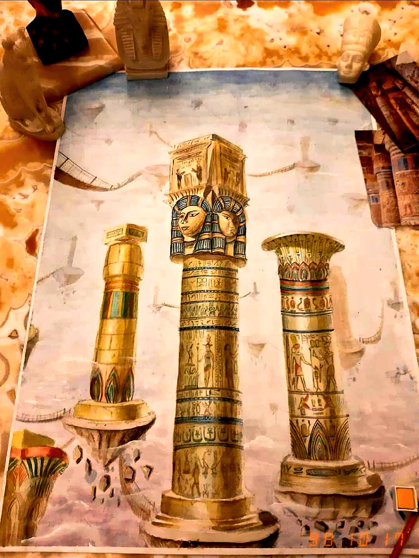ArtStation - Pharaonic columns in the sky Water color