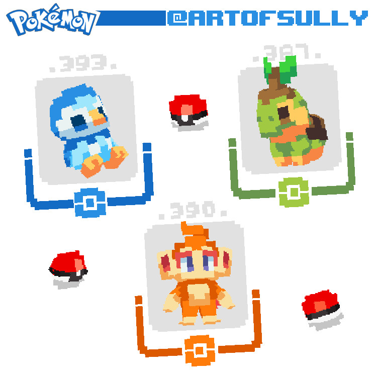 ArtStation - Pokémon Fan Art - Sinnoh Starters