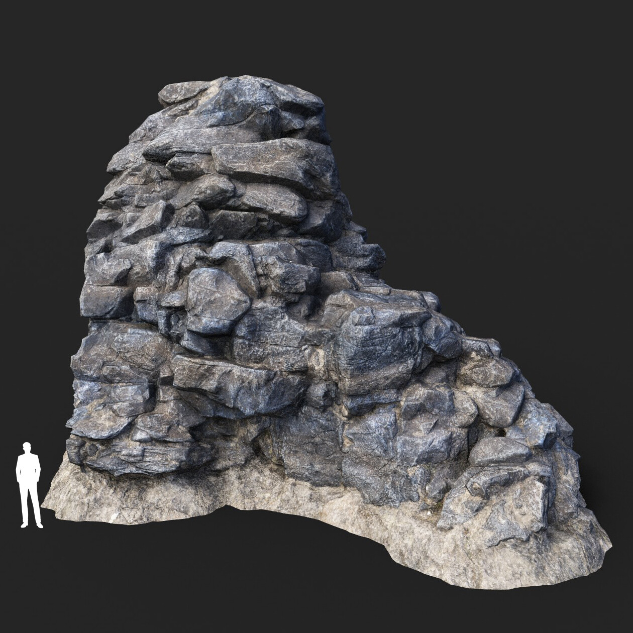 3D Models by 3D Landscape - Low poly Big Gray Rough Rock Cliff ...