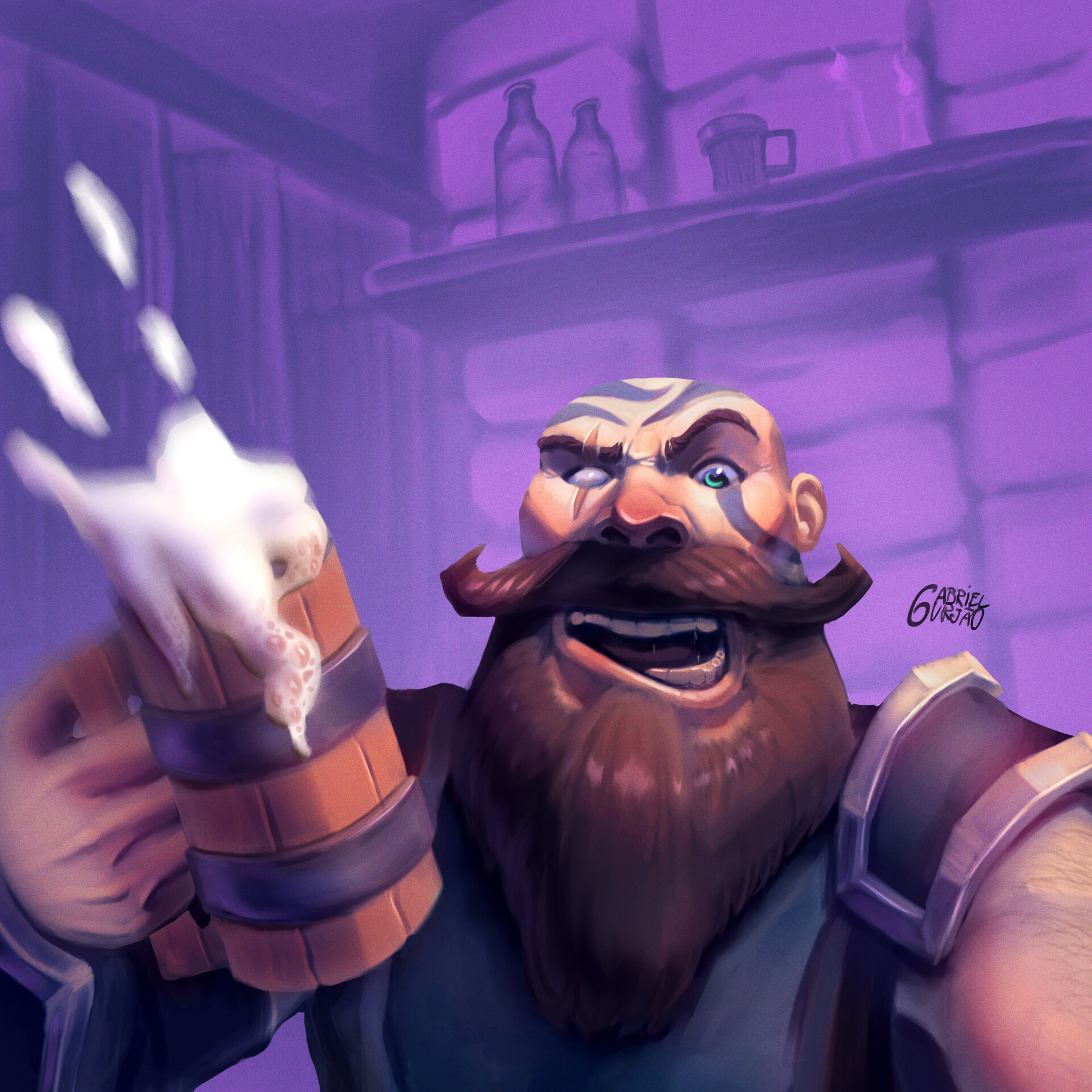 ArtStation - Crazy dwarf for cardgame