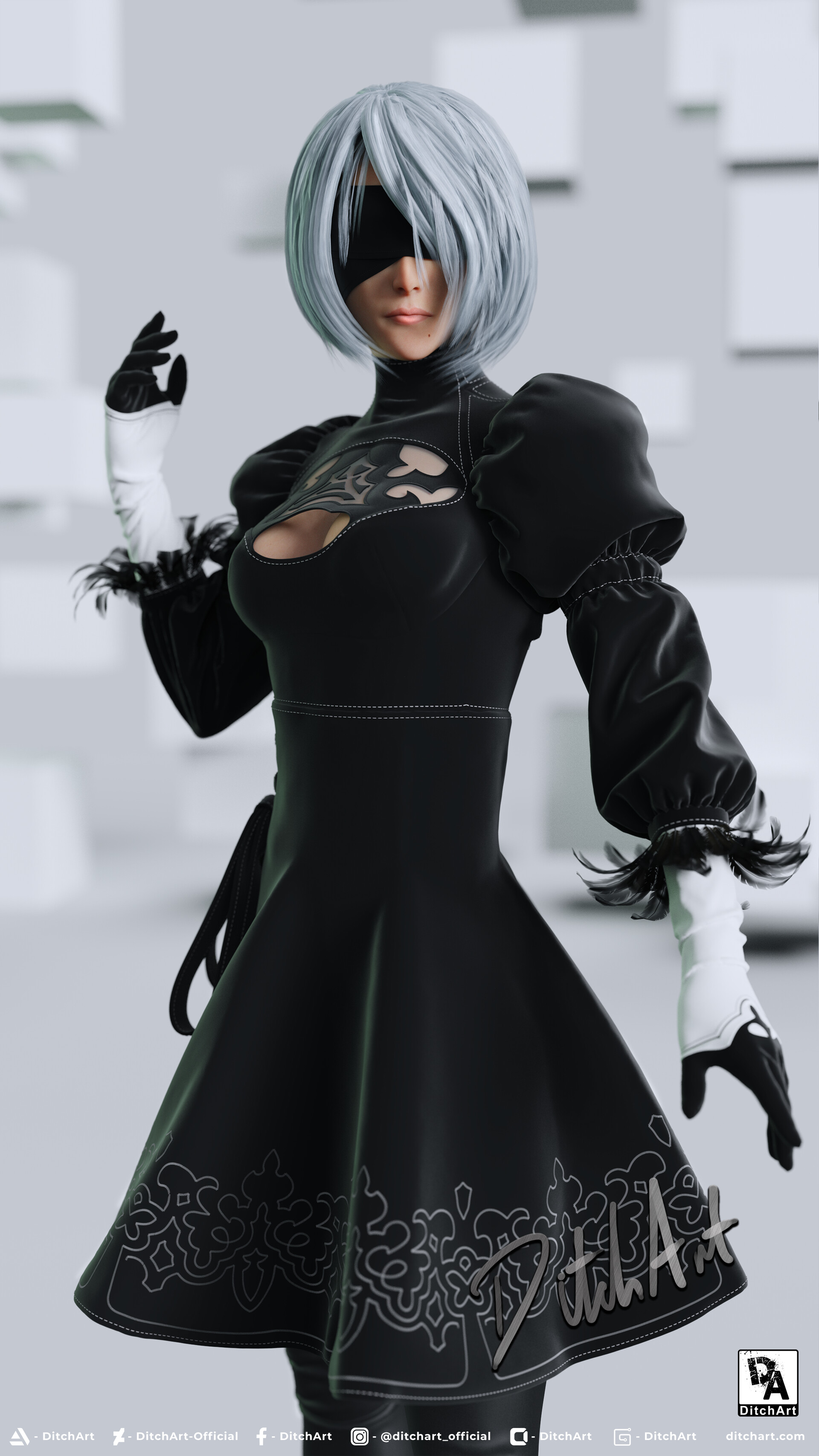 DitchArt - 2B Nier Automata Fan Art With Removed Skirt Variant