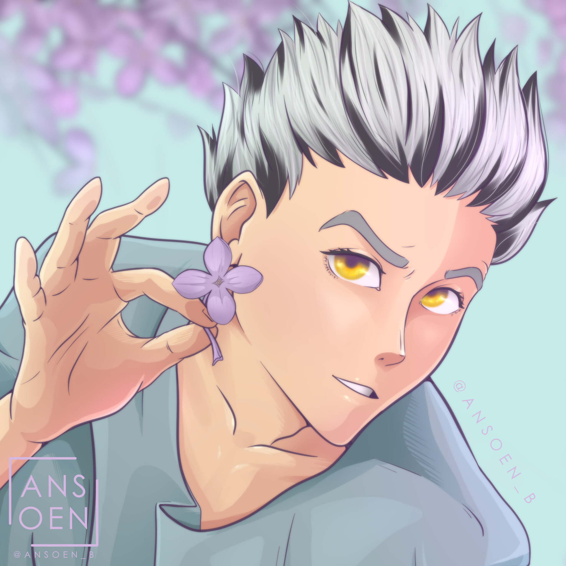 ArtStation - Bokuto and flowers