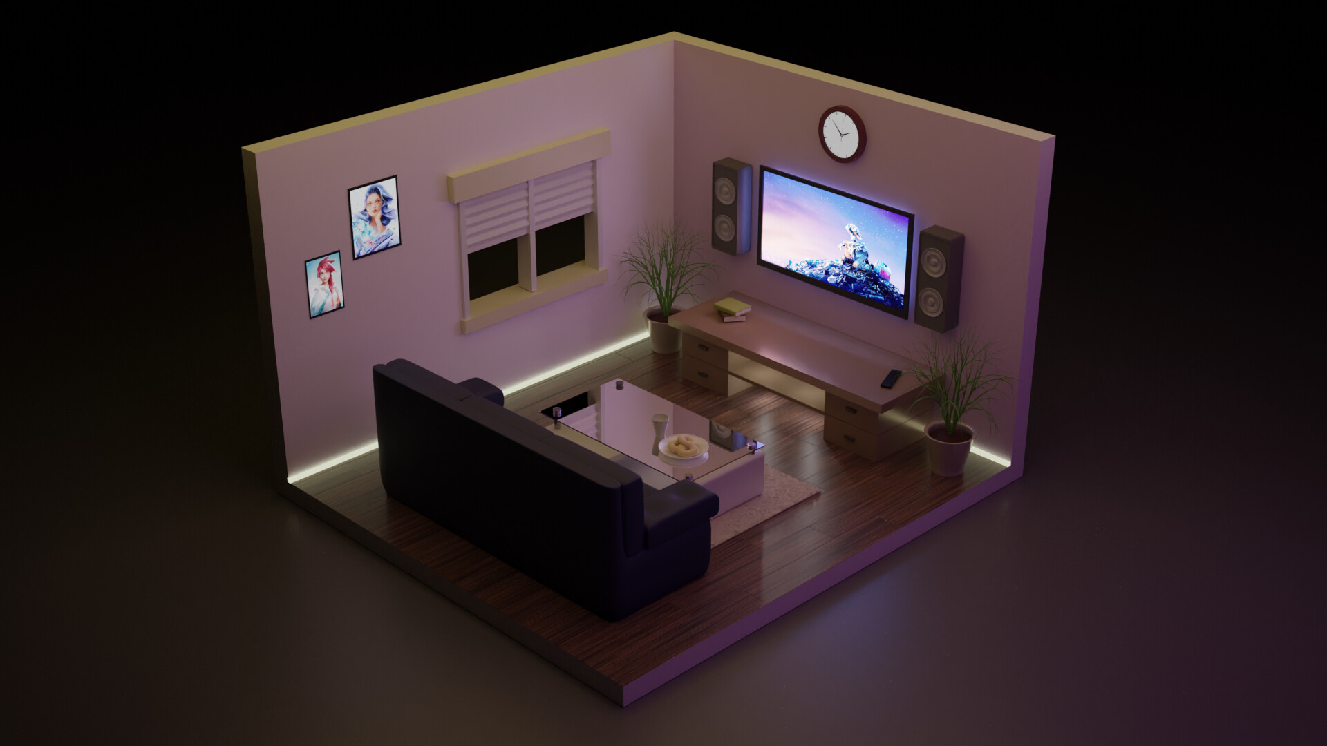 ArtStation - 3D isometric Living Room