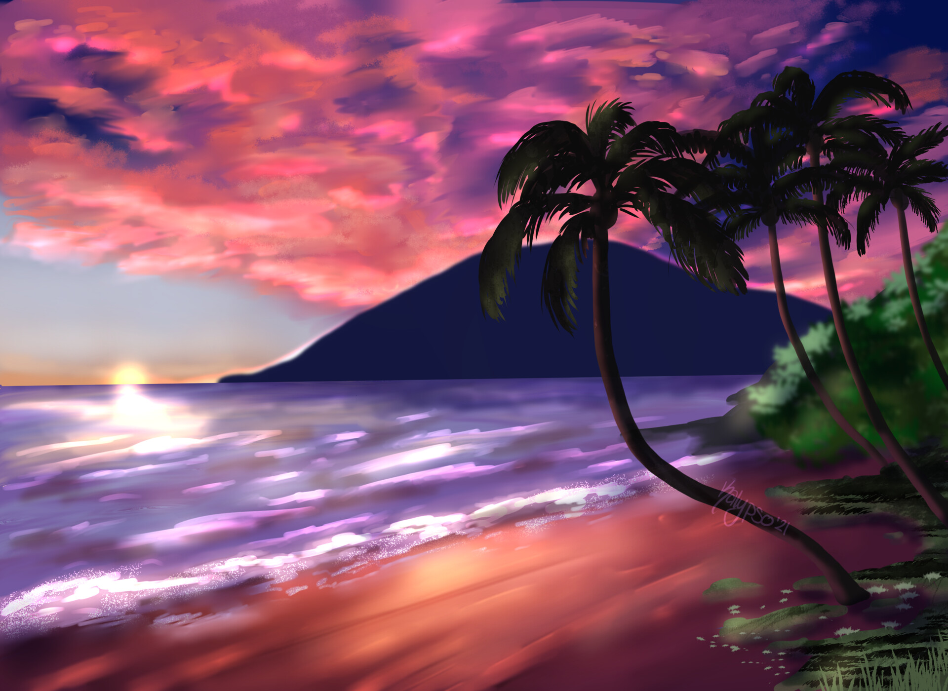 ArtStation - Purple sunset