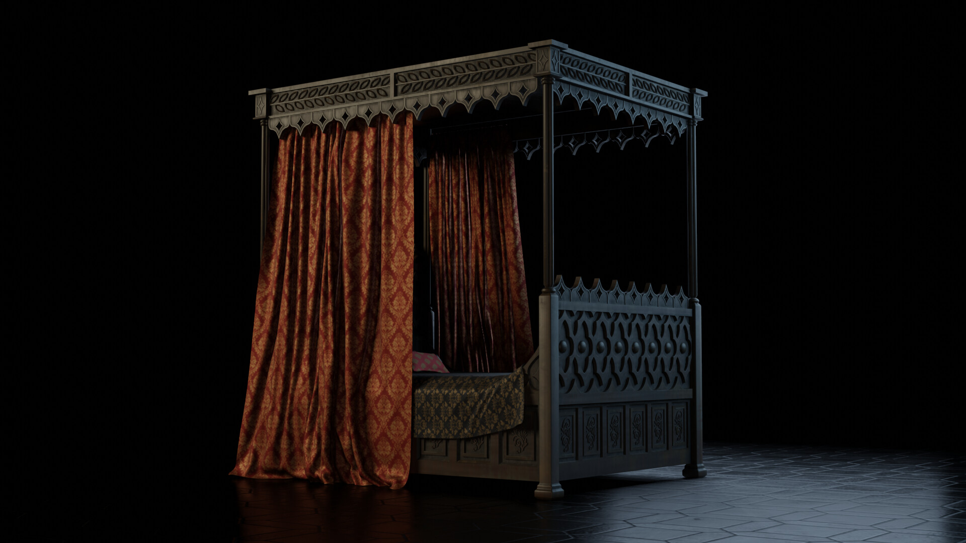 ArtStation - Medieval bed