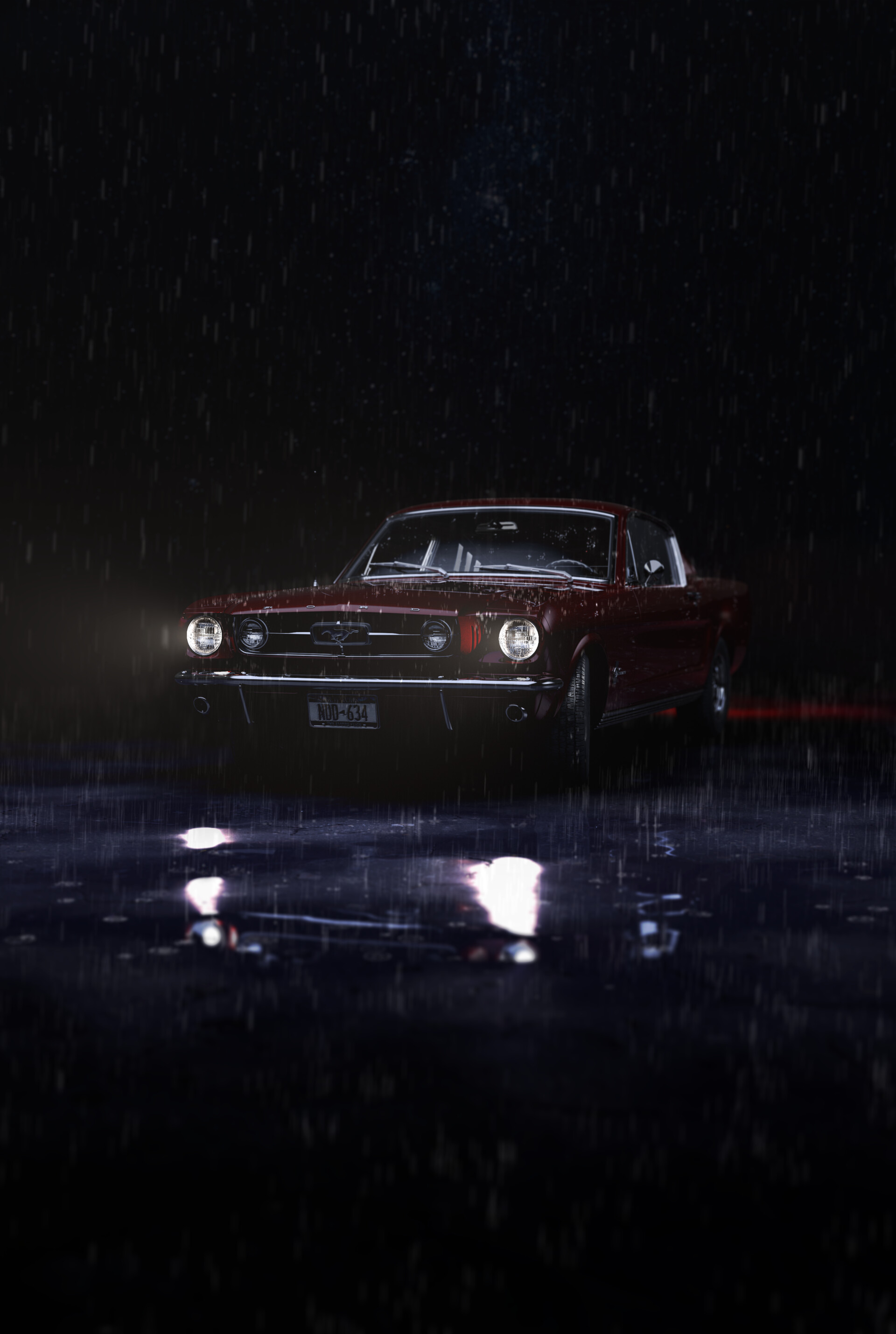 ArtStation - 1965 Ford Mustang Fastback in the rain