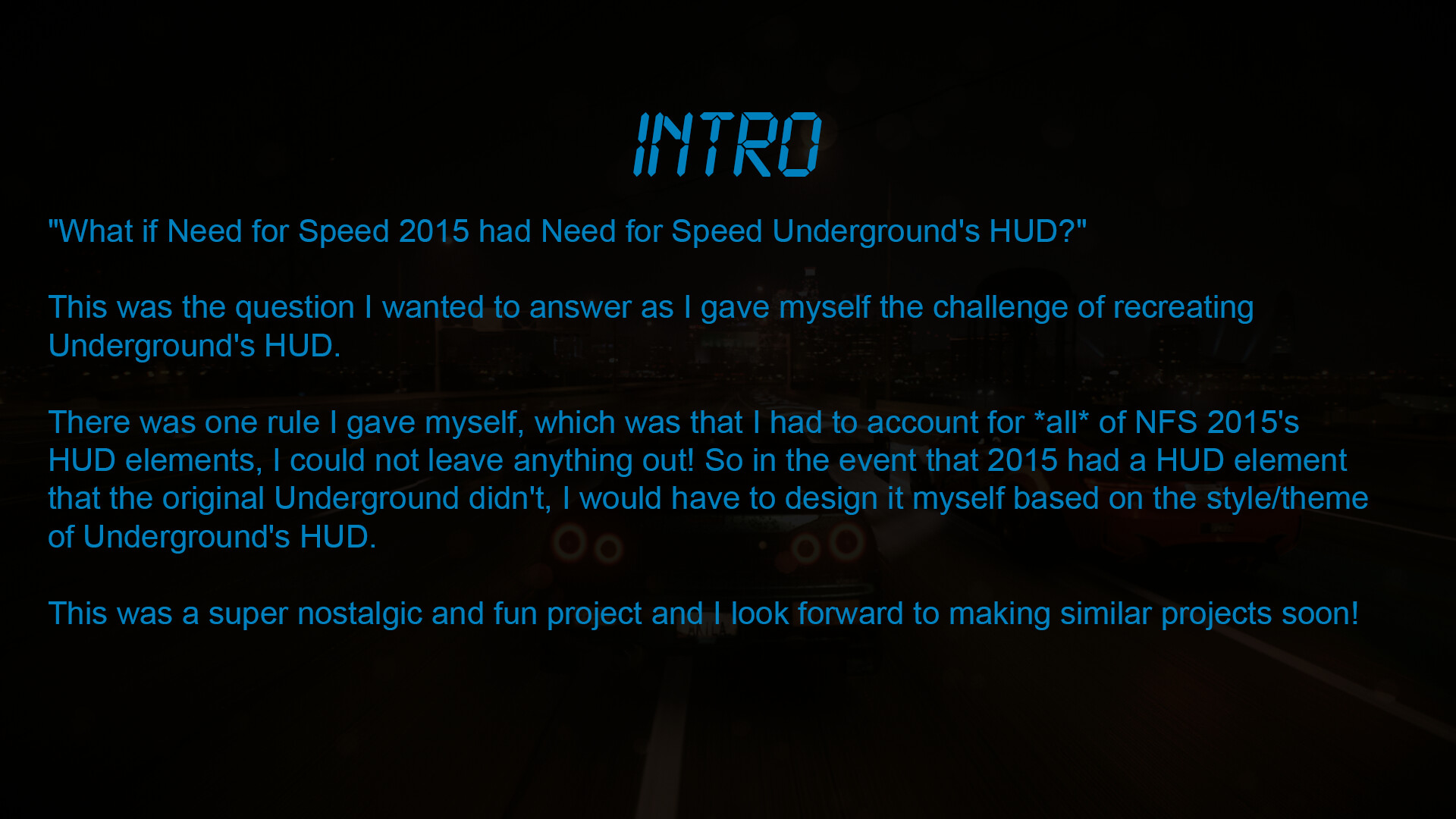 Akila Attygalle - NFS 2015 X Underground UI/HUD Concept & Analysis