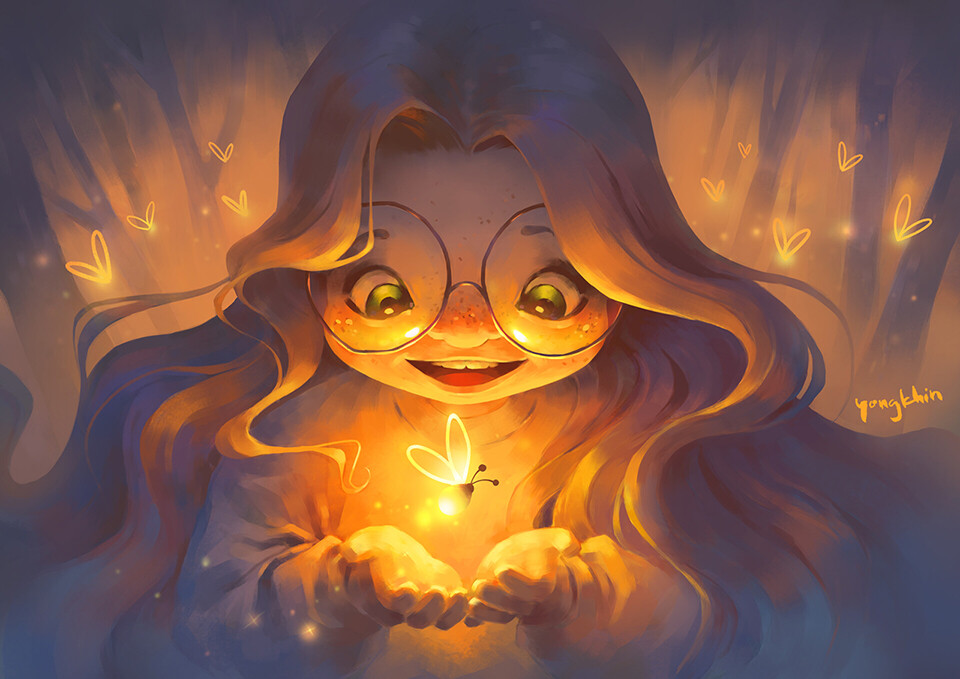 ArtStation - Girl & Fireflies