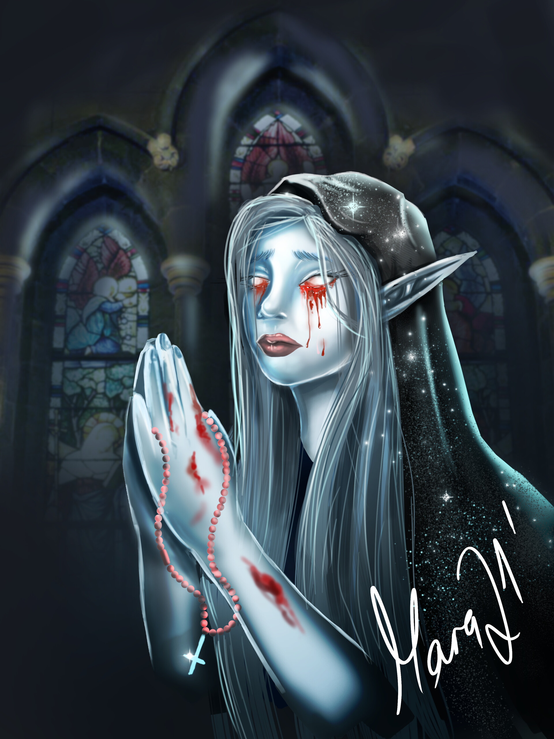 how to draw bloody mary