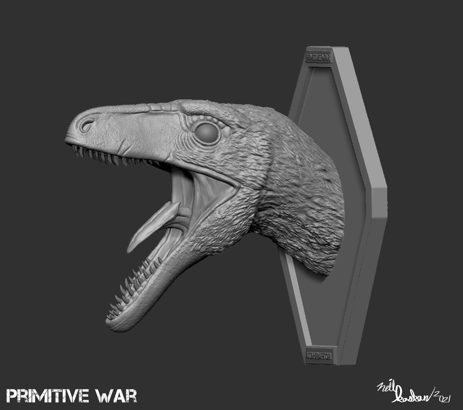 ArtStation - Primitive War Utahraptor Wall Mount