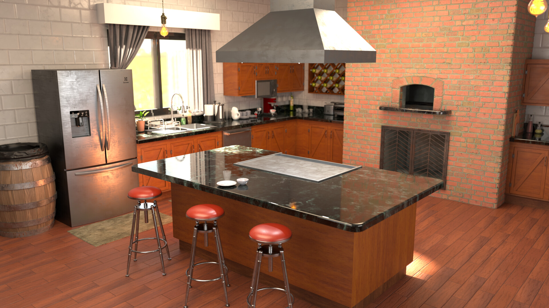 ArtStation - VRay Rustic Kitchen