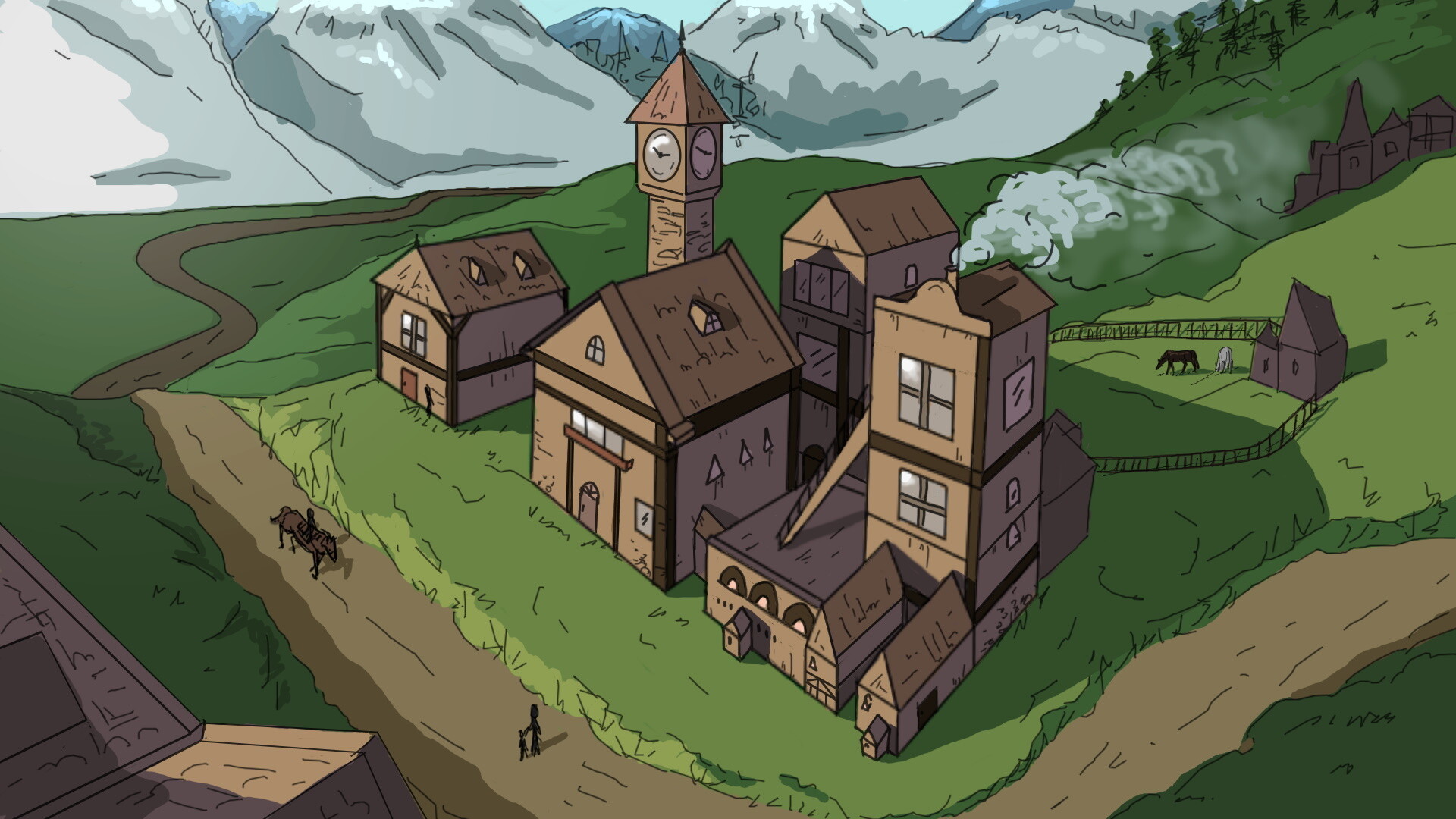 ArtStation - Little Town Concept