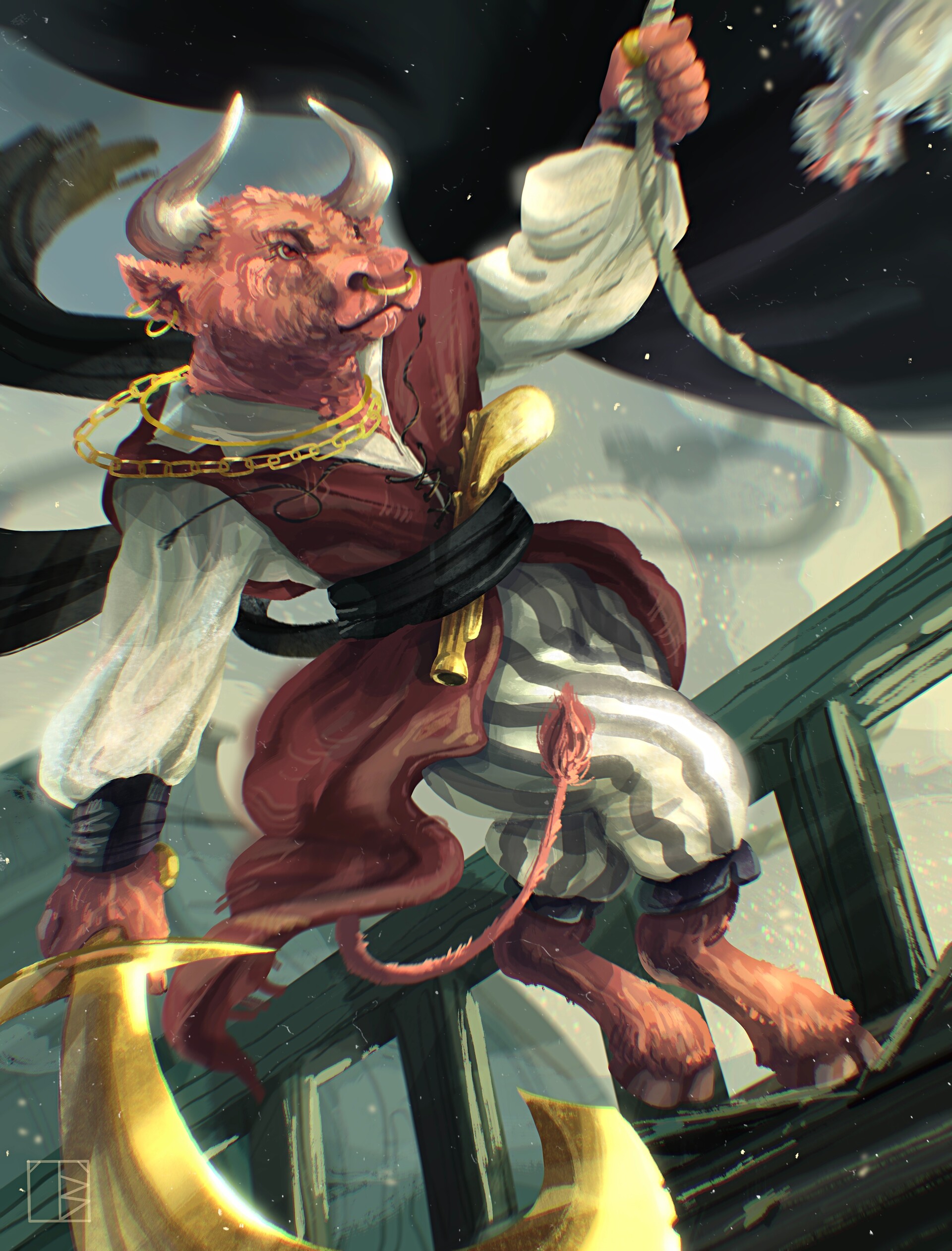 ArtStation - sketch of Minotaur pirate character for game project (part 1)