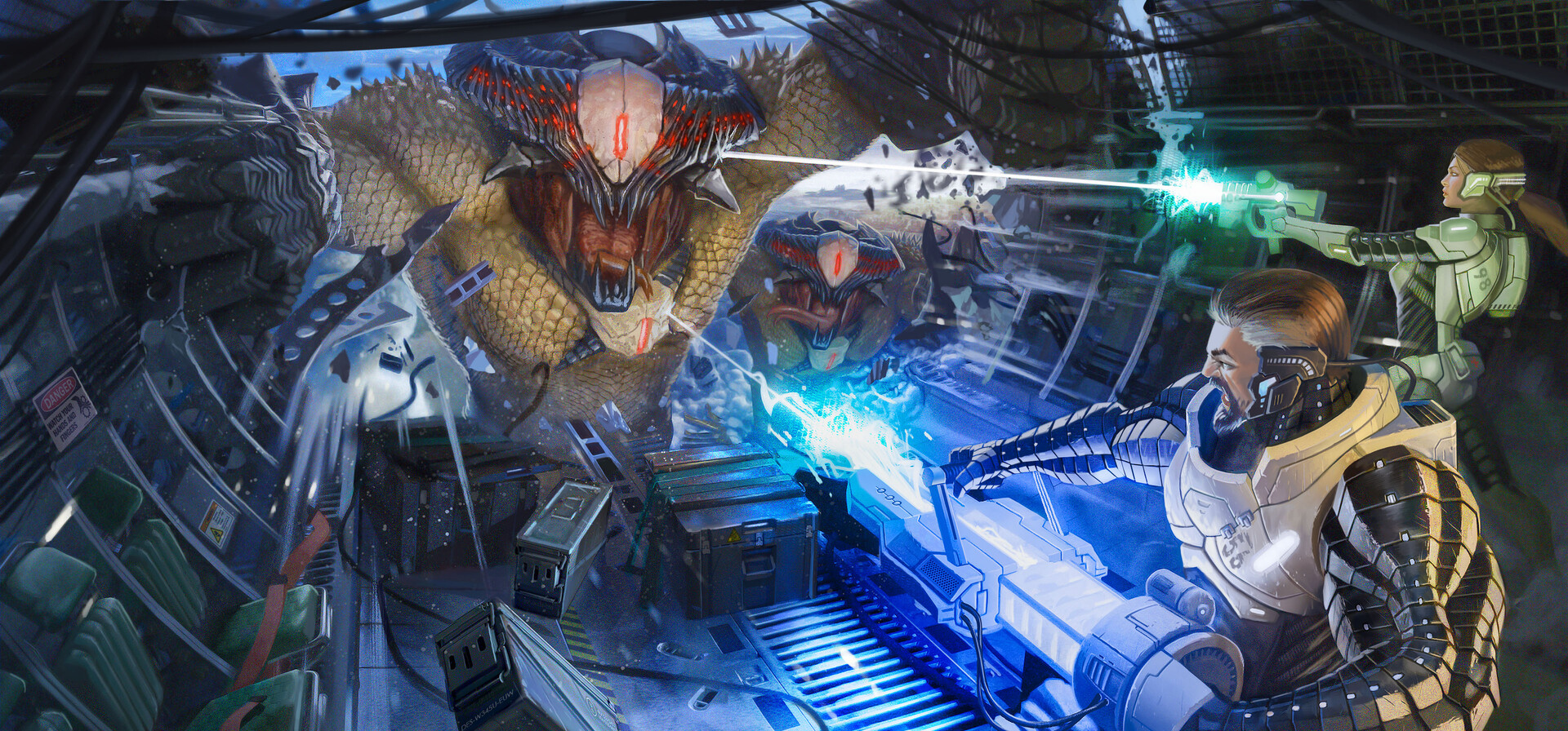 ArtStation - Under attack! Monster attack Cargo-plane