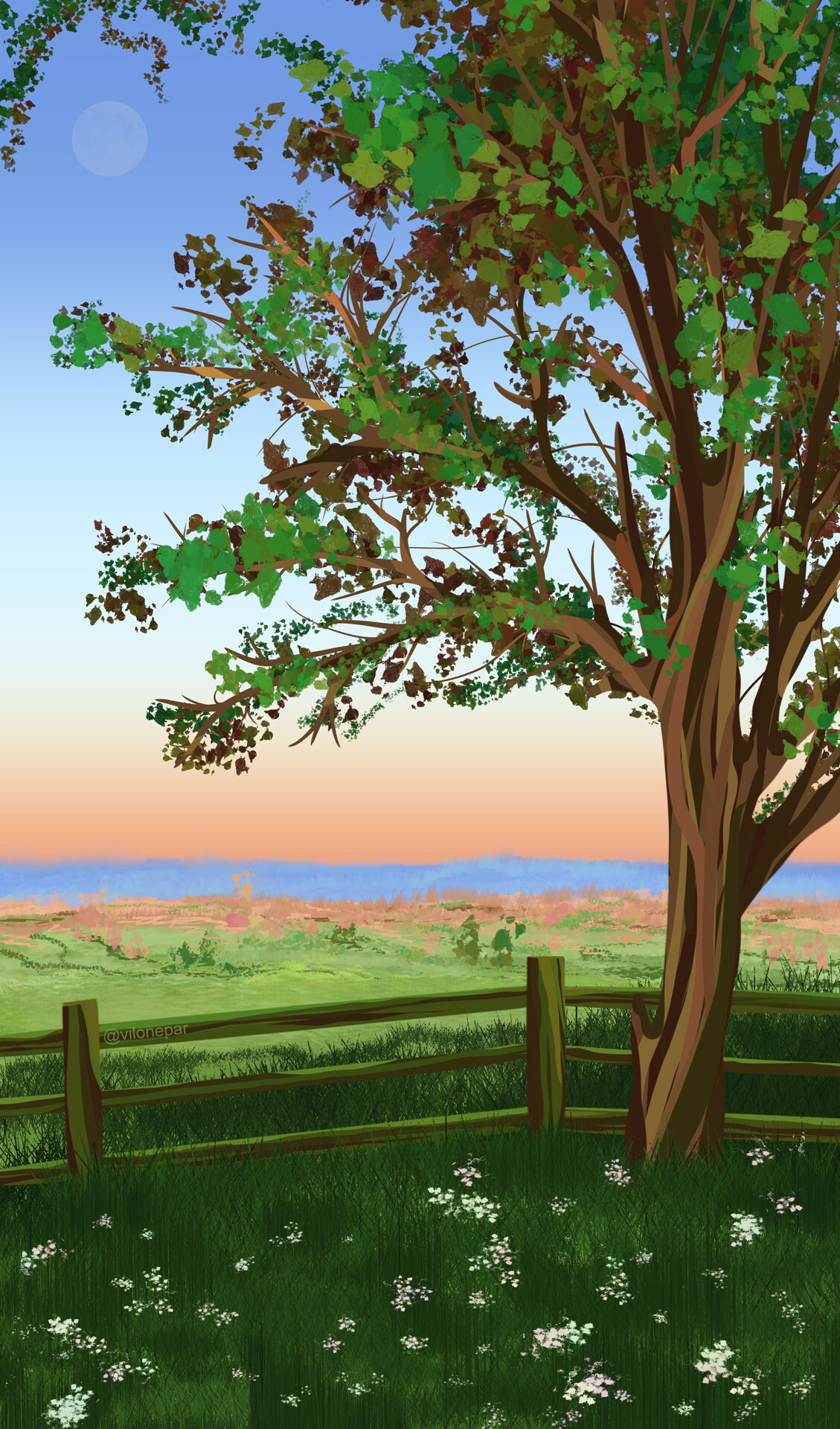 ArtStation - Warm evening in nature