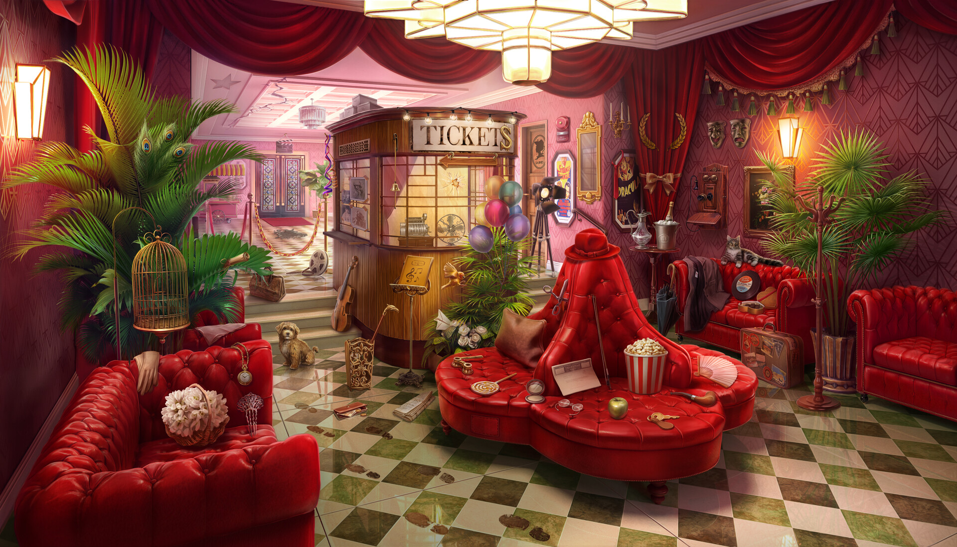 ArtStation - Cinema Foyer, 2D hidden game scene