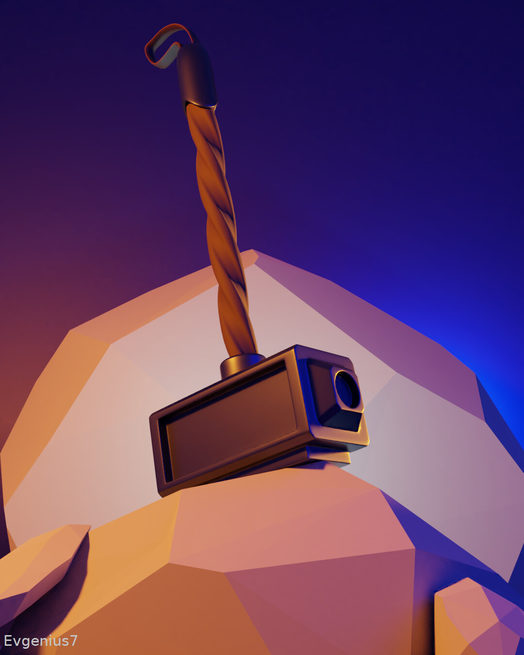ArtStation - Low poly hammer