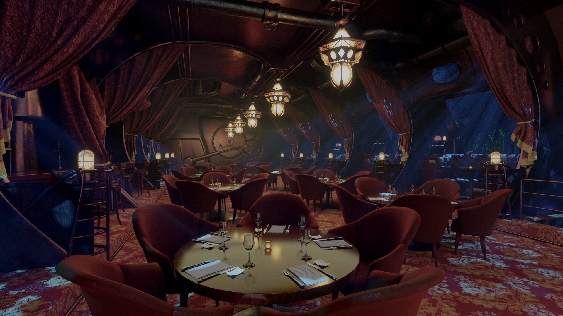 ArtStation - Steampunk Underwater Restaurant
