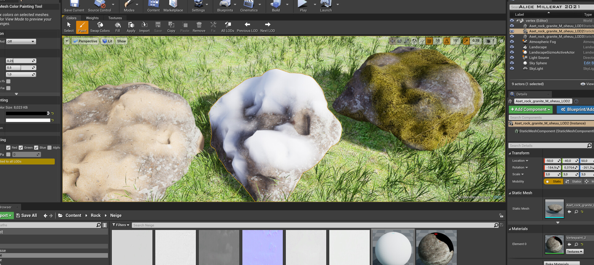 Alice Millerat - [UE4] Vertex Painting on rock