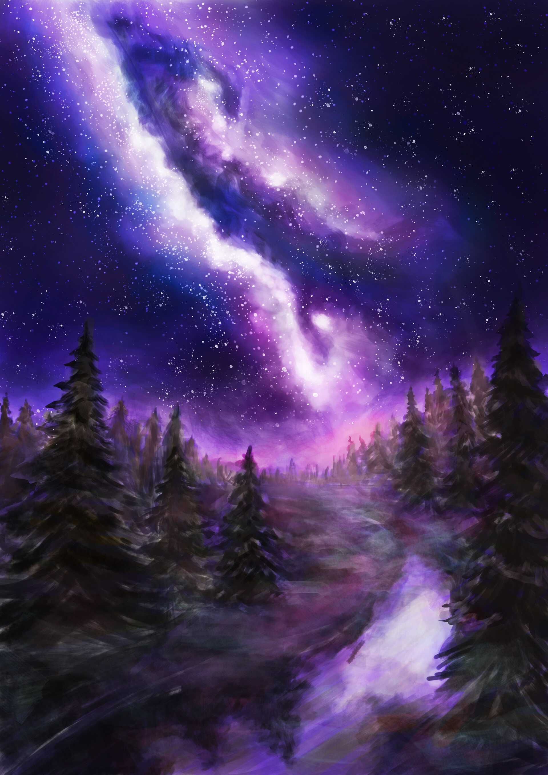 ArtStation - In forest at night