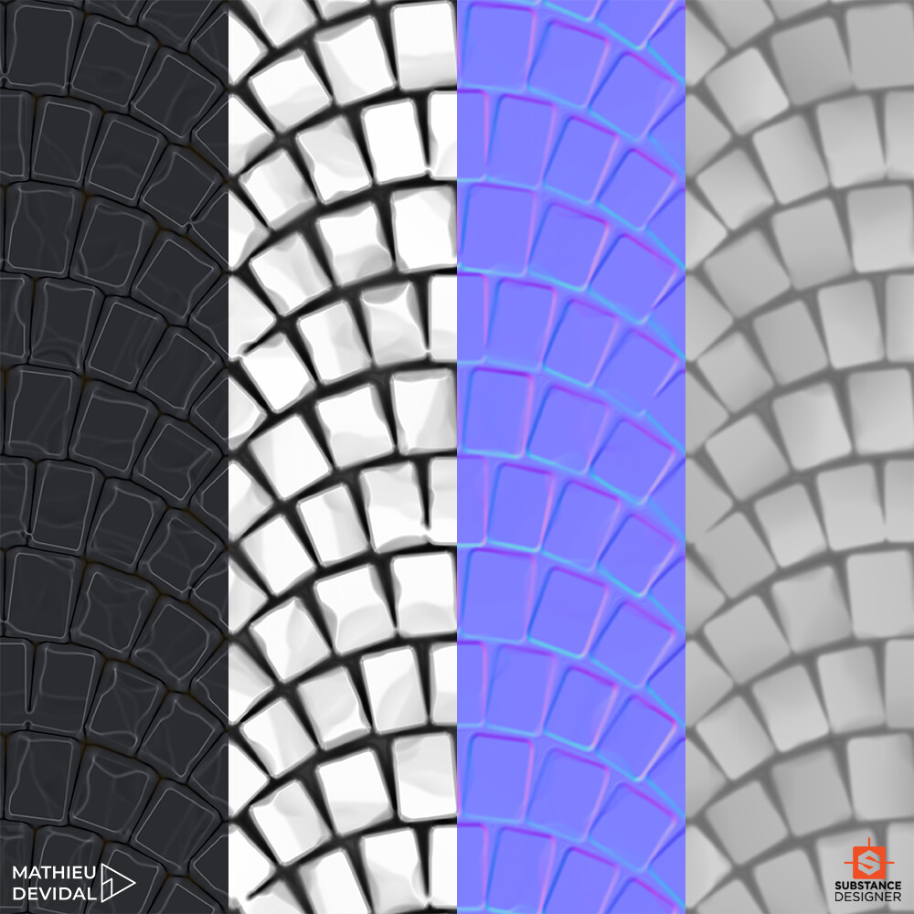 Mathieu Devidal - Stylized Pavement Arc Material - Substance Designer