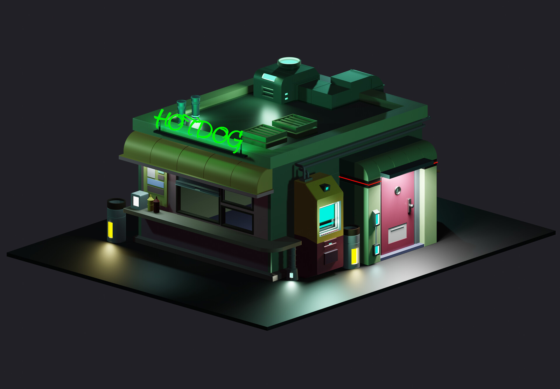 ArtStation - Sci-Fi Building (Hotdog Shop)