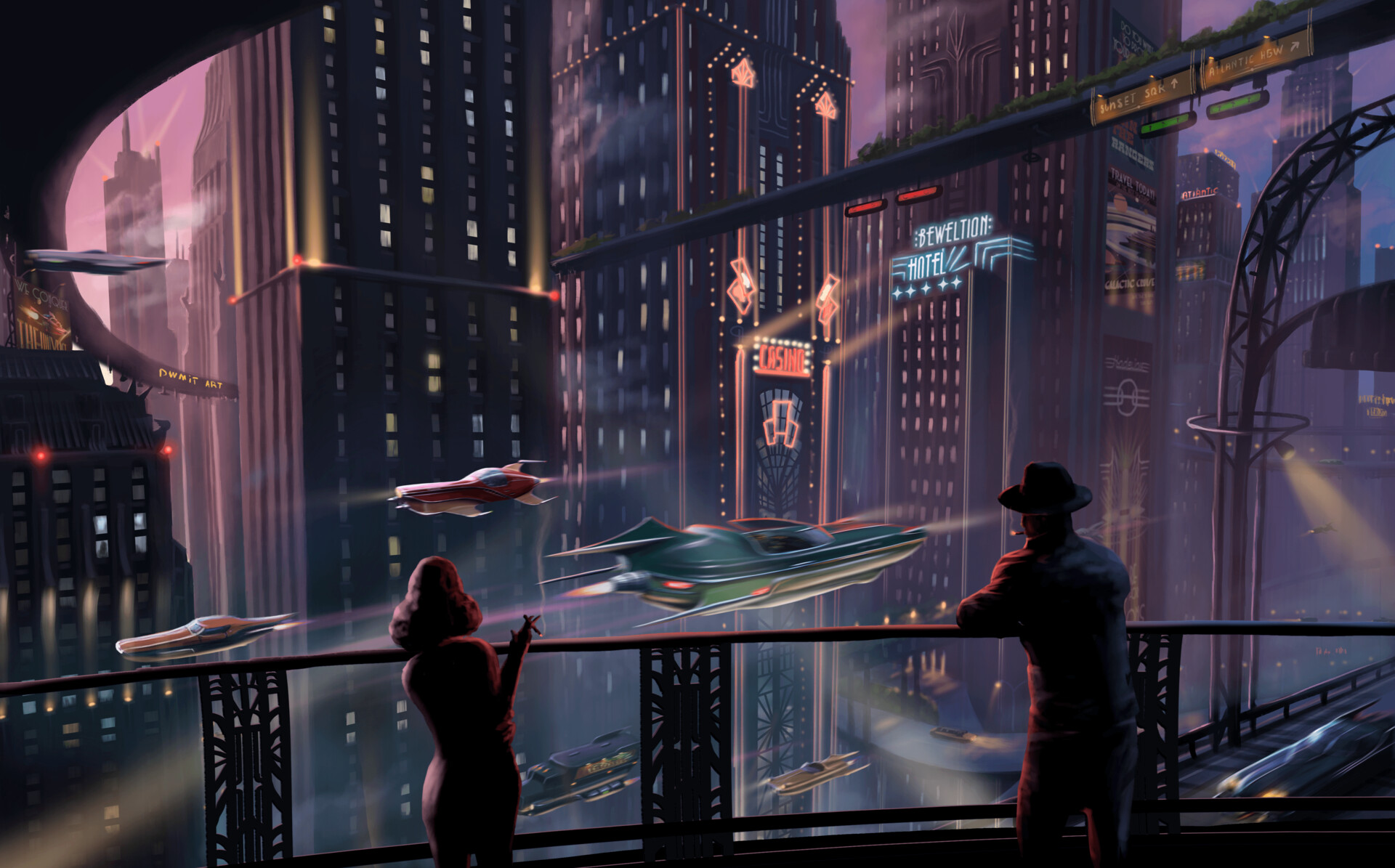 ArtStation - noir retrofuturistic city