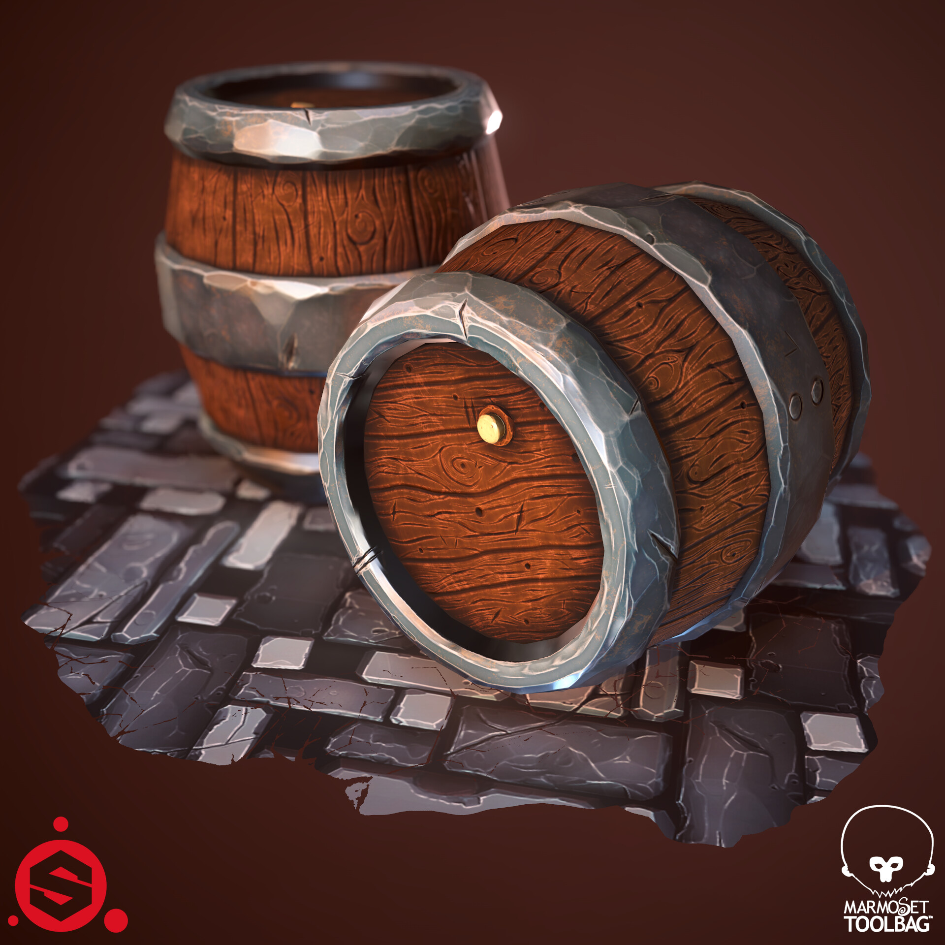 ArtStation - Stylised Barrel - Dungeon Prop