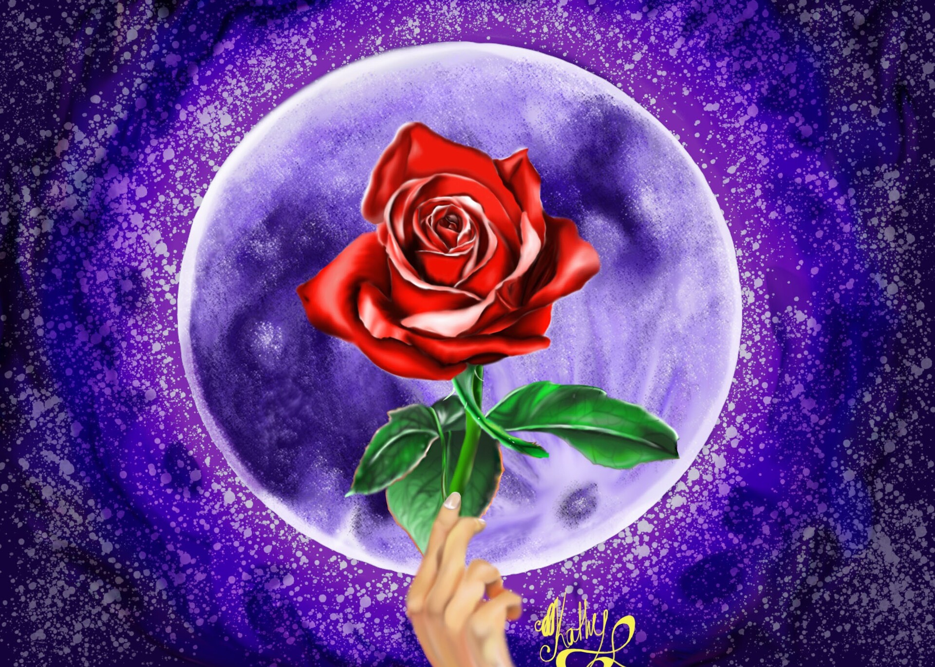ArtStation - Rose Under the Moon