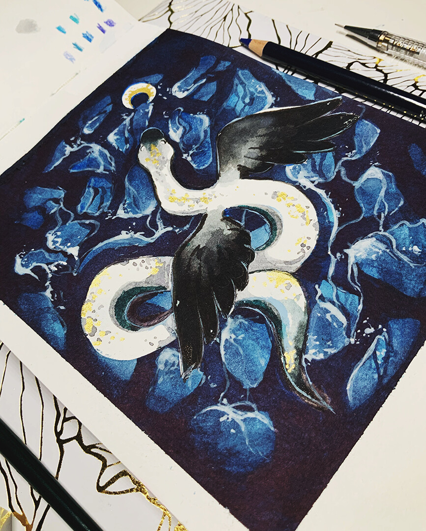 ArtStation - Caduceus Watercolor painting