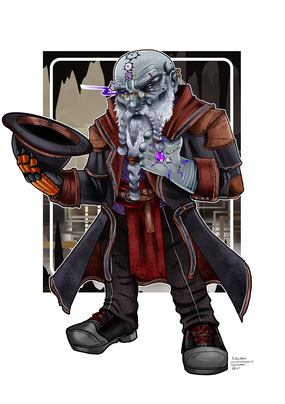 Nathan Poole - DnD character design- Duergur clockwork soul sorcerer