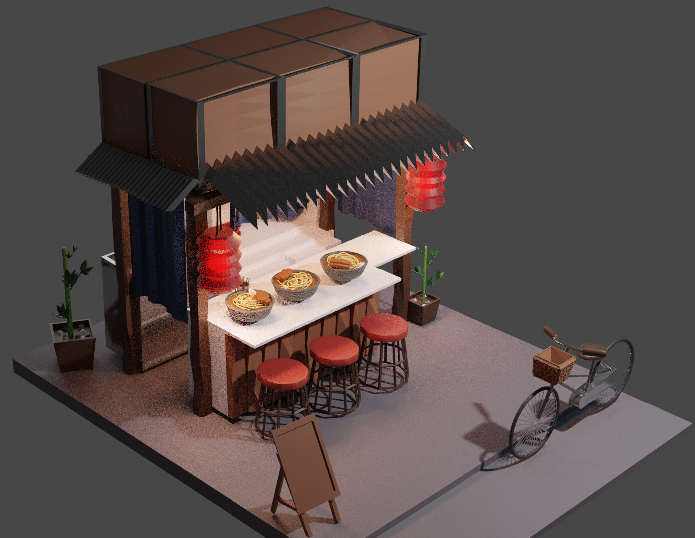 ArtStation - Low Poly - Ramen Shop 3D Exercise