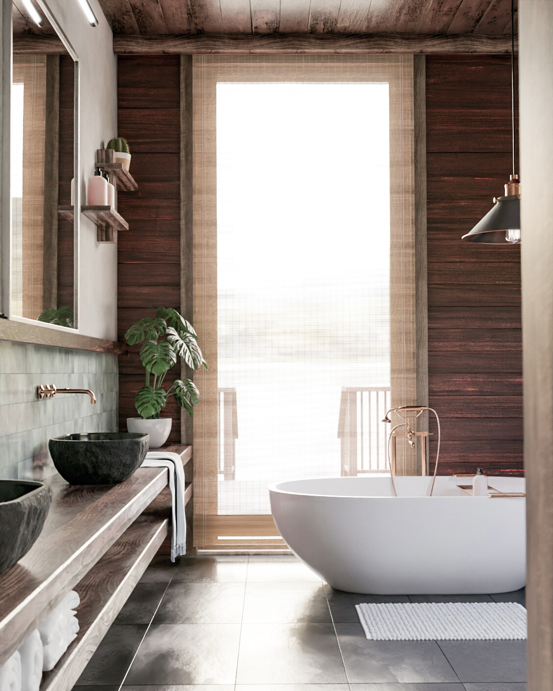 ArtStation - Country Home Bathroom - Rustic Interior