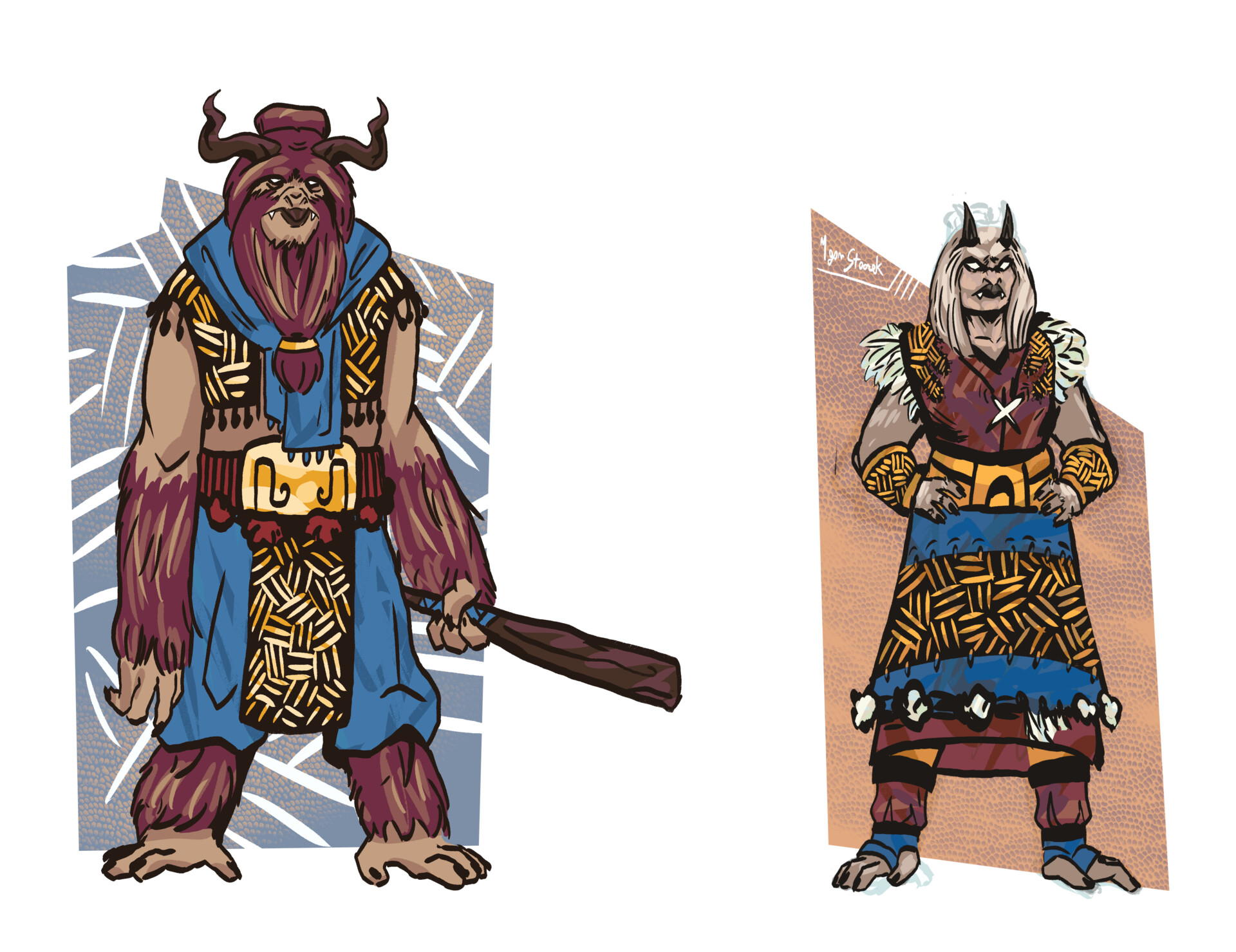 ArtStation - Beaks, Horns, and monkey feet, a fantasy species design