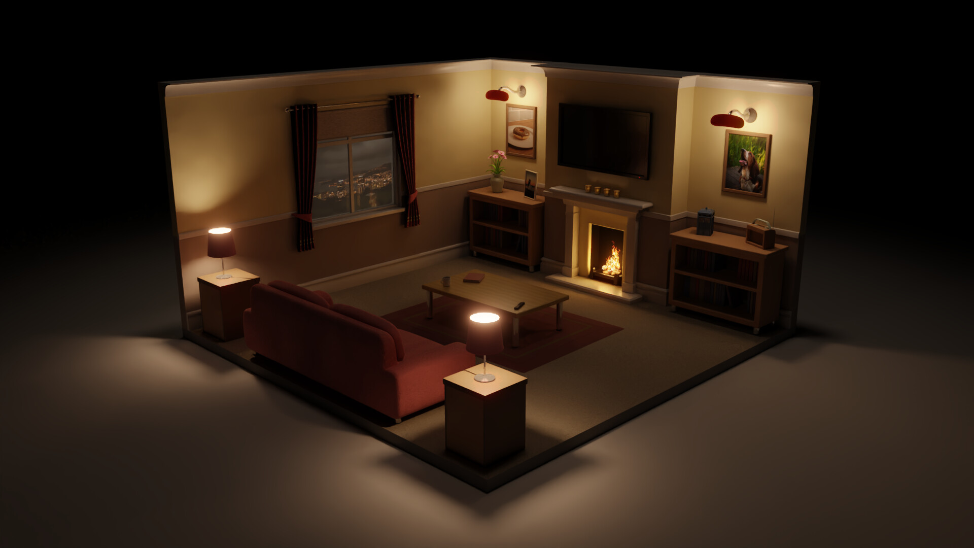 ArtStation - Cosy Lounge Scene - Modelling Practice