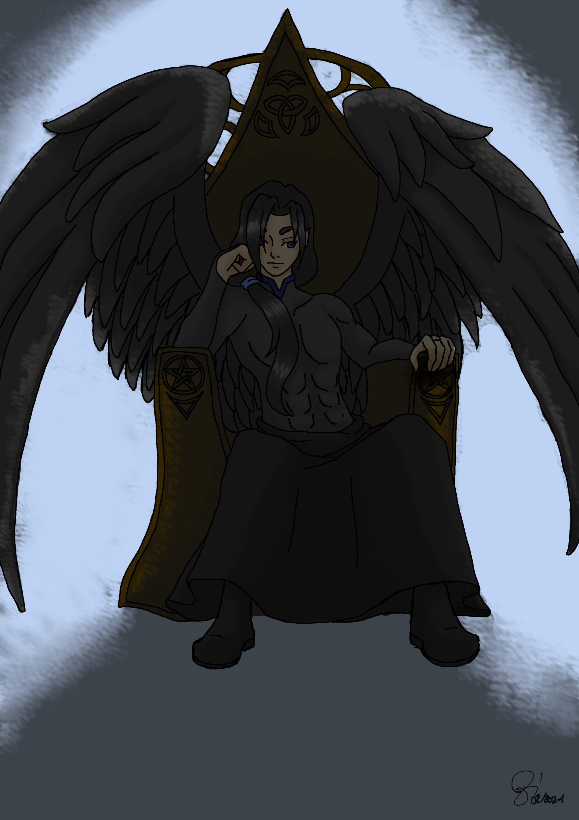 ArtStation - The Fallen angel on his throne