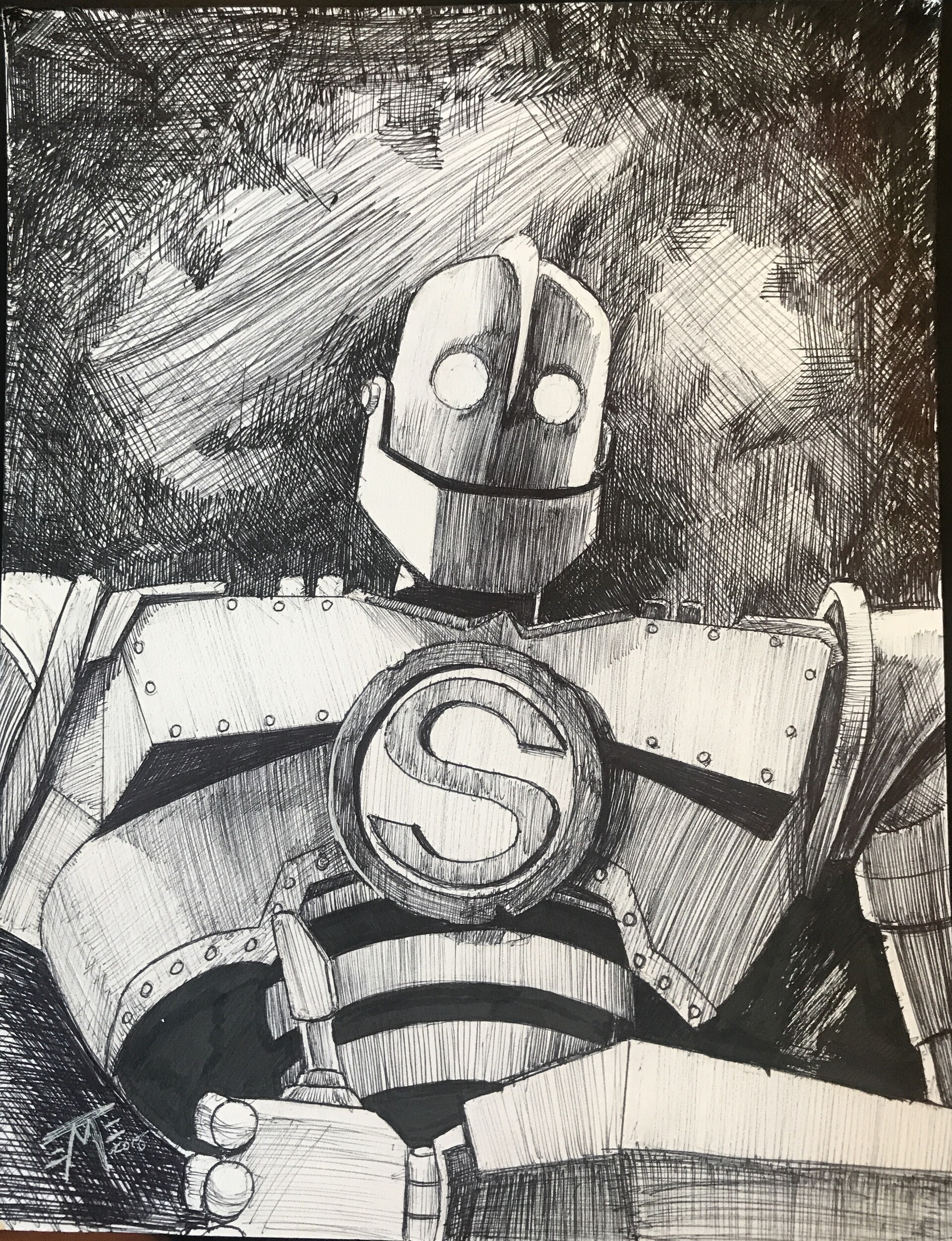 ArtStation - Iron Giant pen and ink