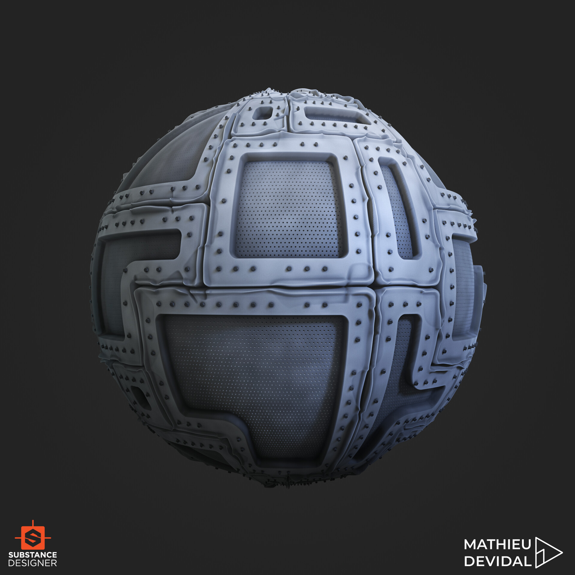 Mathieu Devidal - Stylized Metal Panel Material - Substance Designer