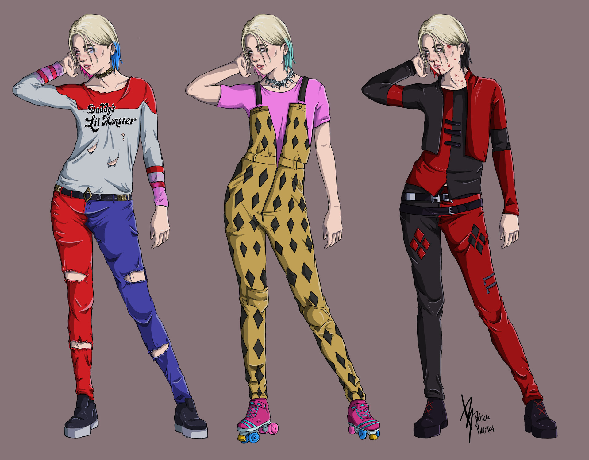 ArtStation - Harley Quinn - Gender Bend - Outfits