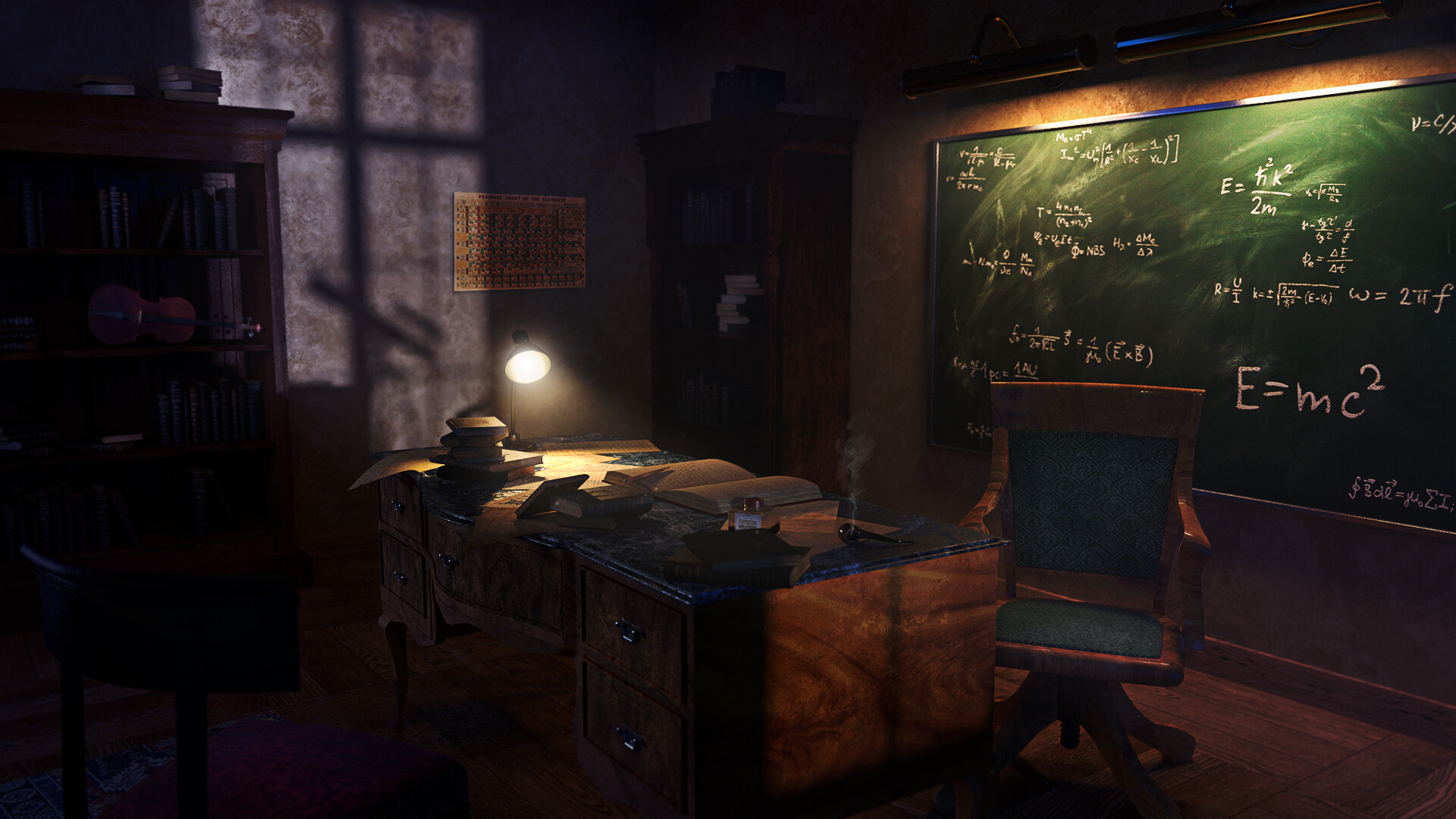 ArtStation - Albert Einstein Office - Night