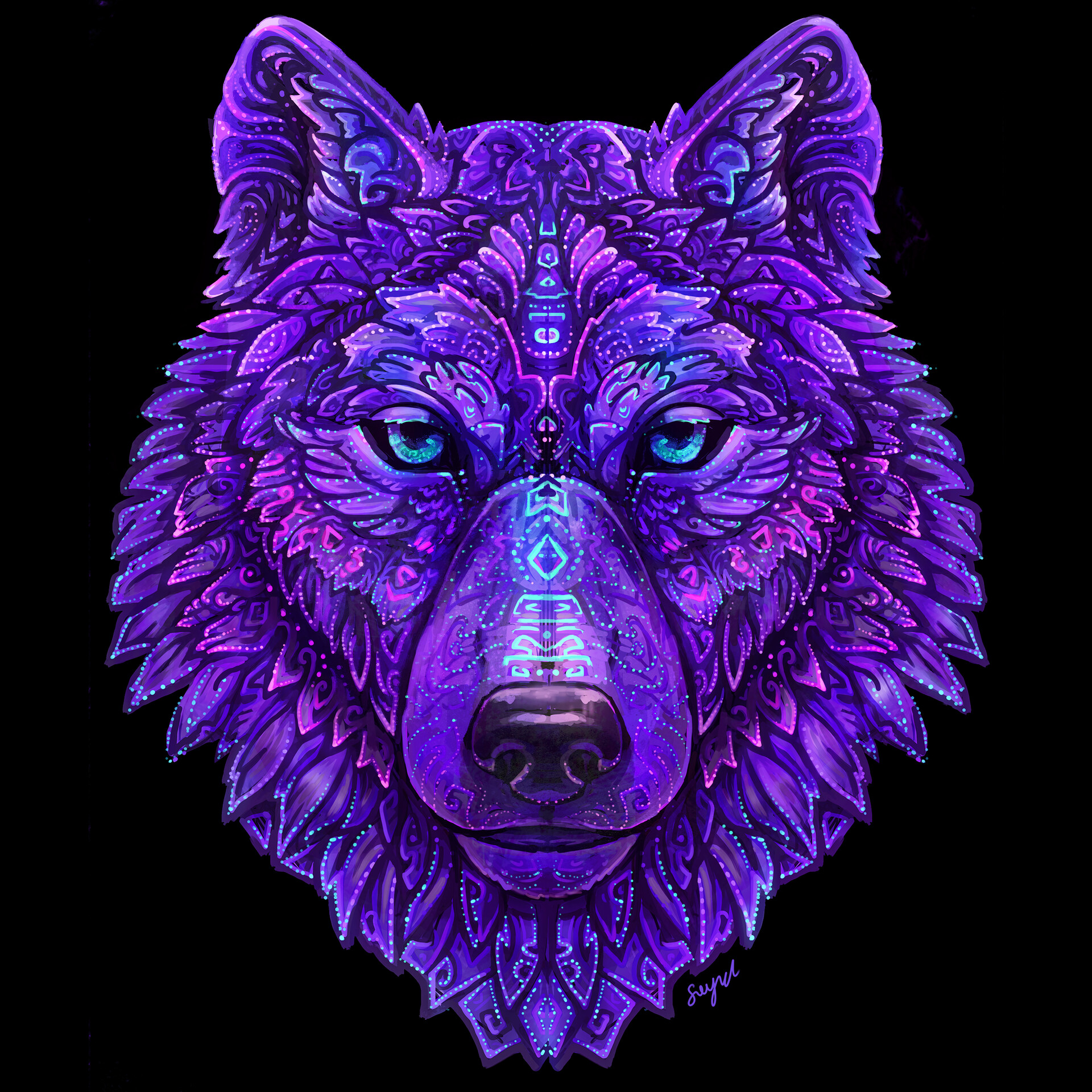 ArtStation - Psychodelic Techno Wolf