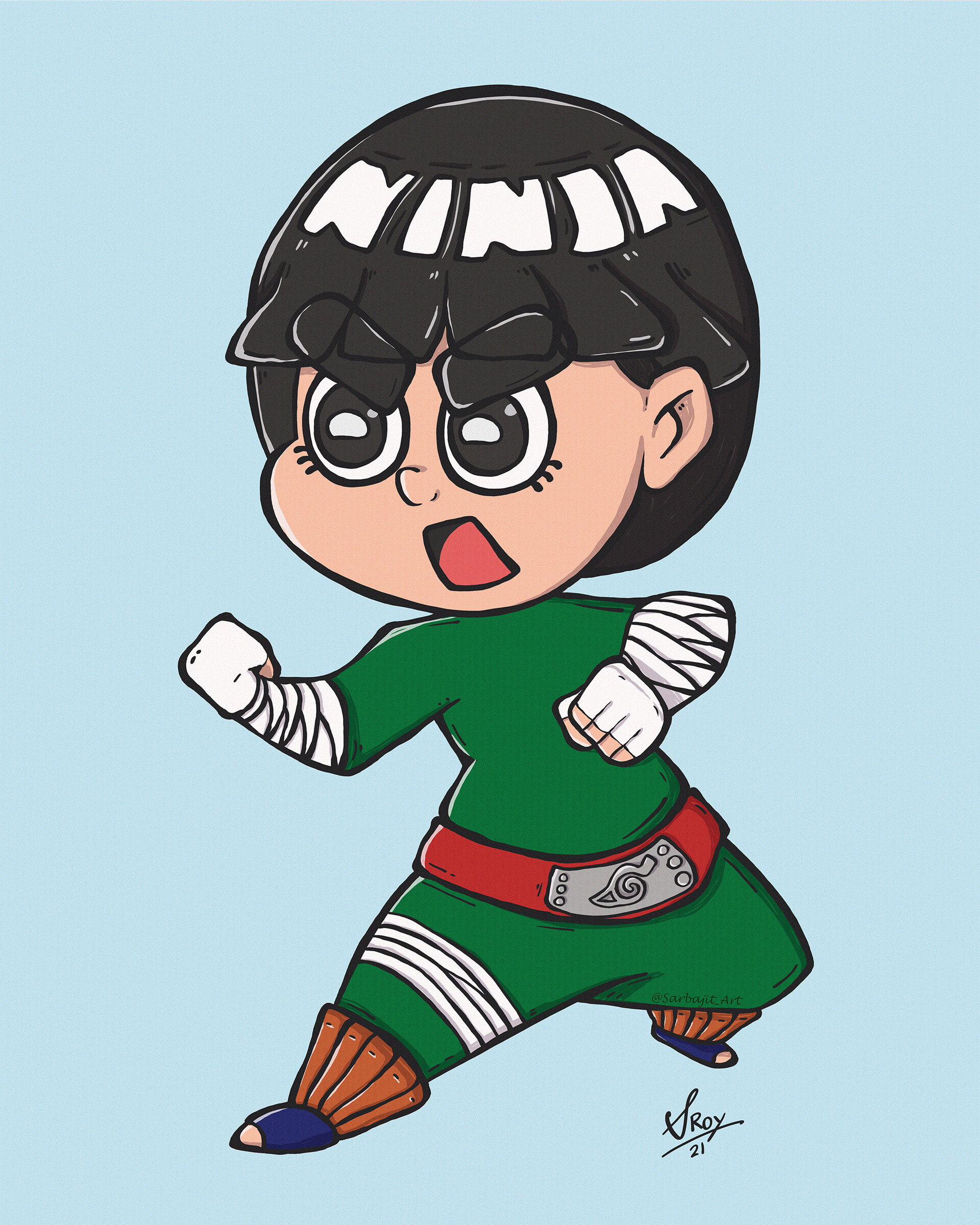 How To Draw Rock Lee Chibi