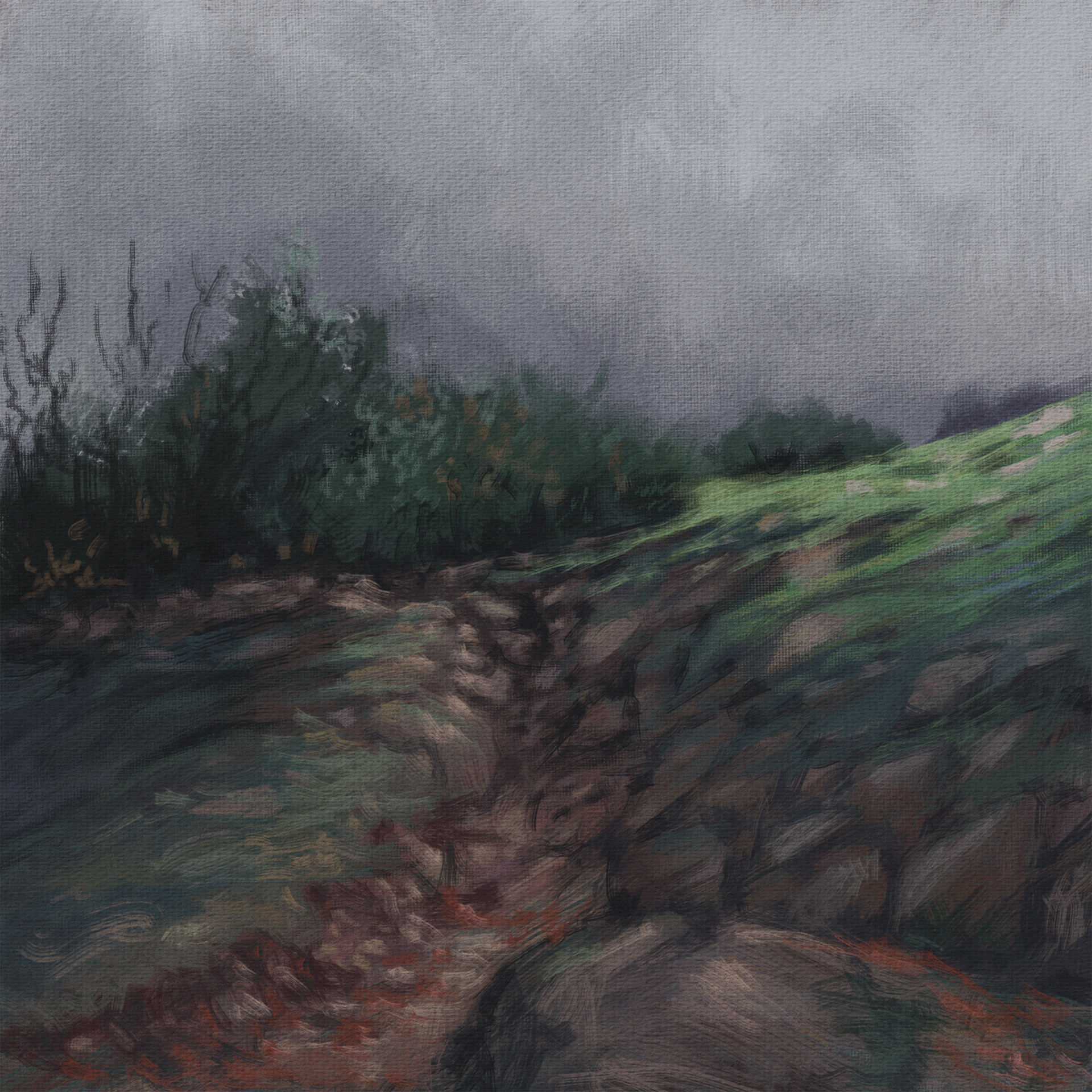 ArtStation - Cloudy field landscape 01