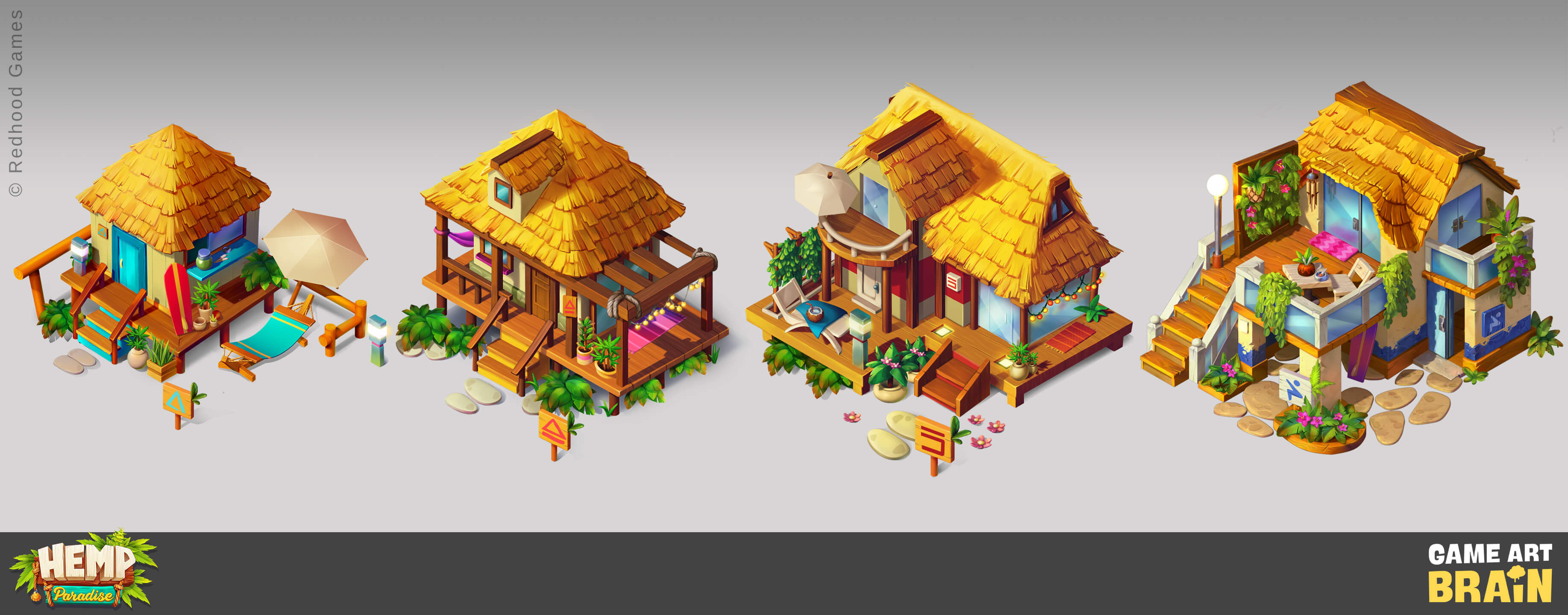 Game Art Brain - Creation & Consulting - Isometric Houses for Hemp Paradise