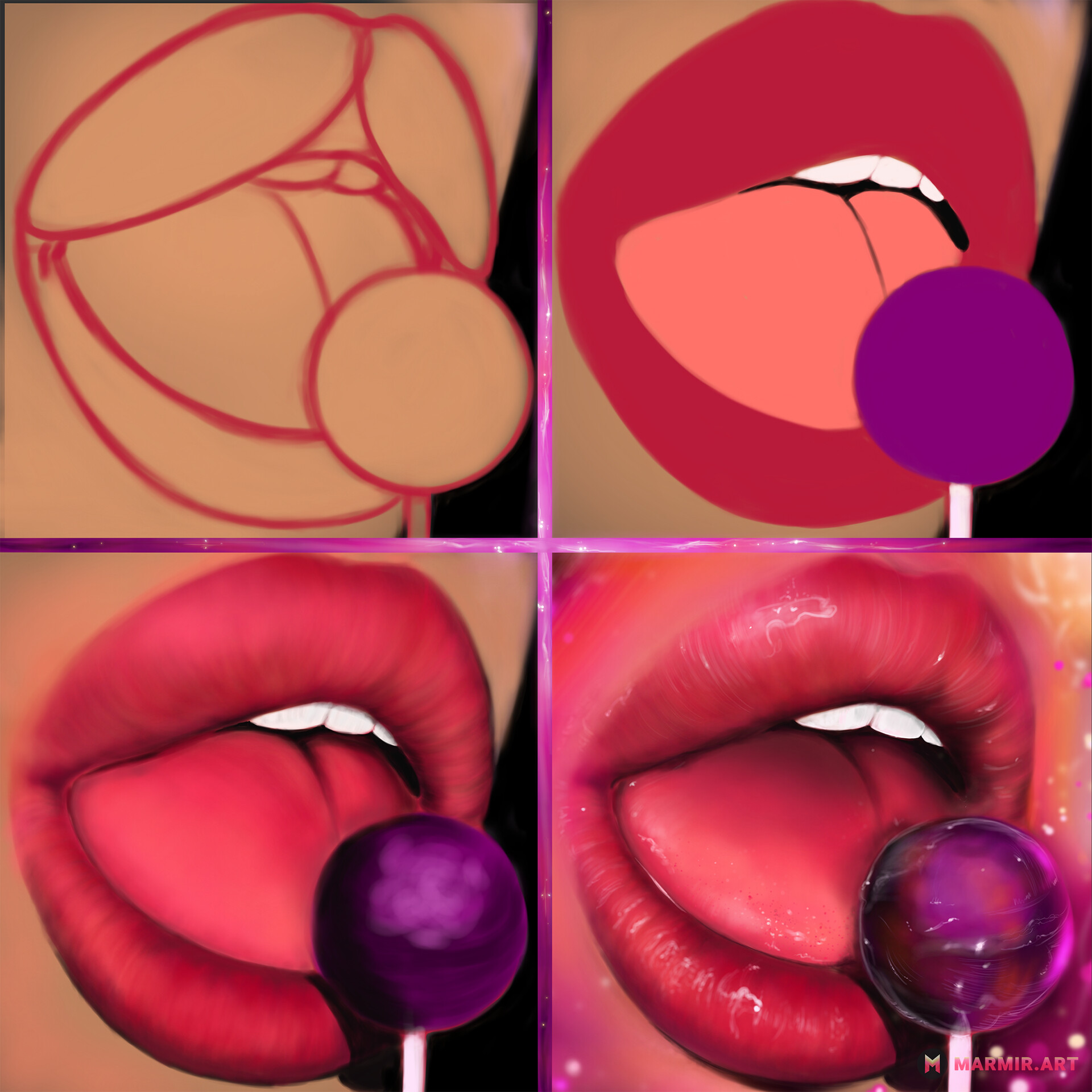 how to draw lips time lapse