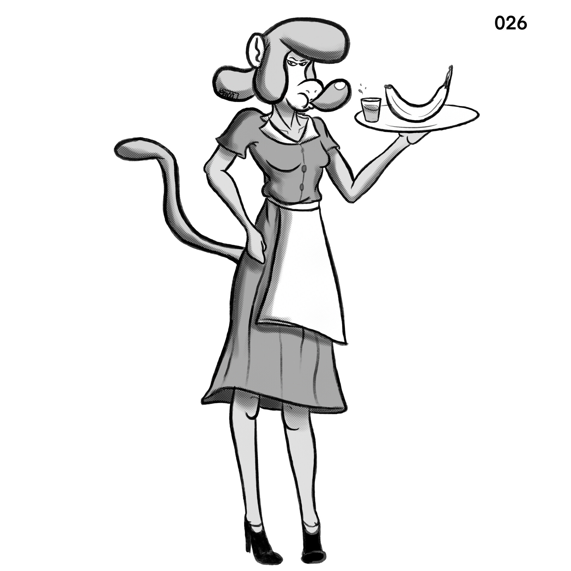 ArtStation - Daily Toon #026 Monkey Waitress
