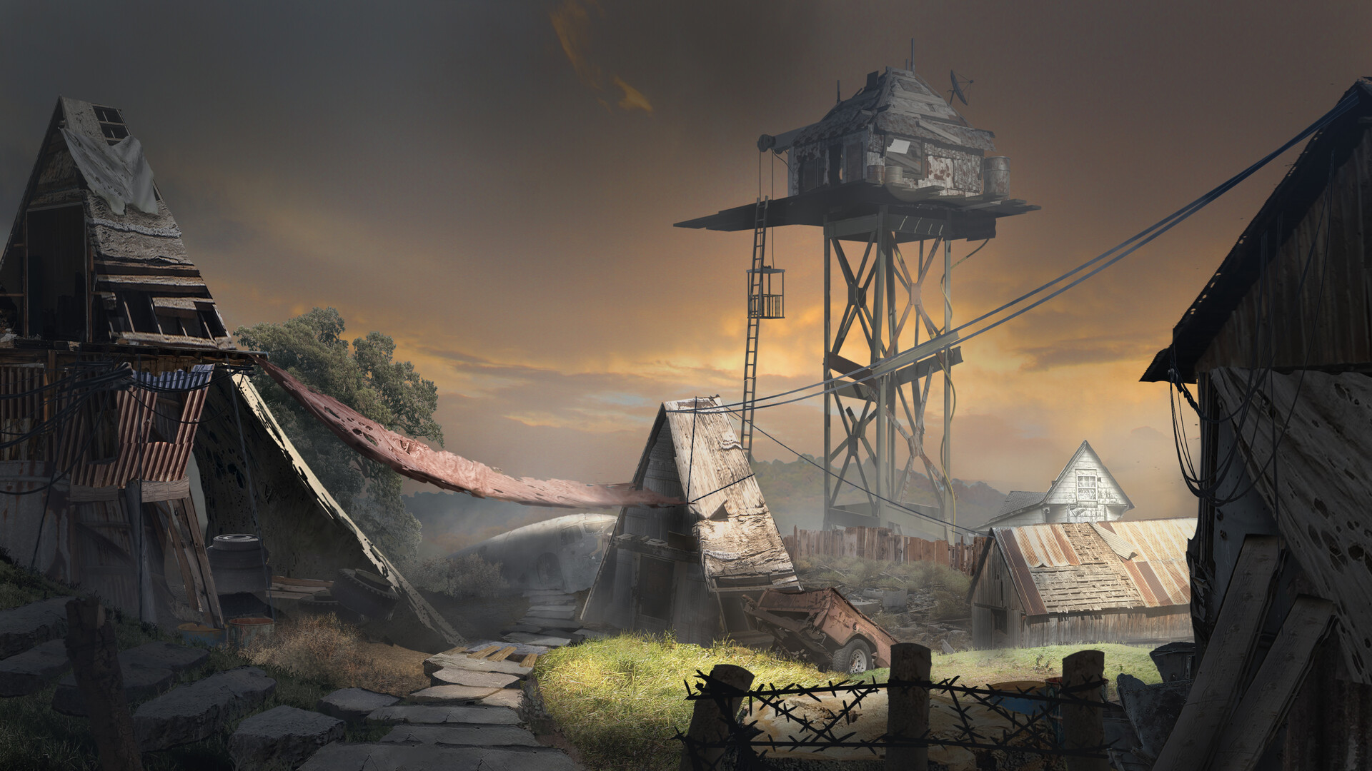 ArtStation - Matte Painting -- Post Apocalypse Settlement