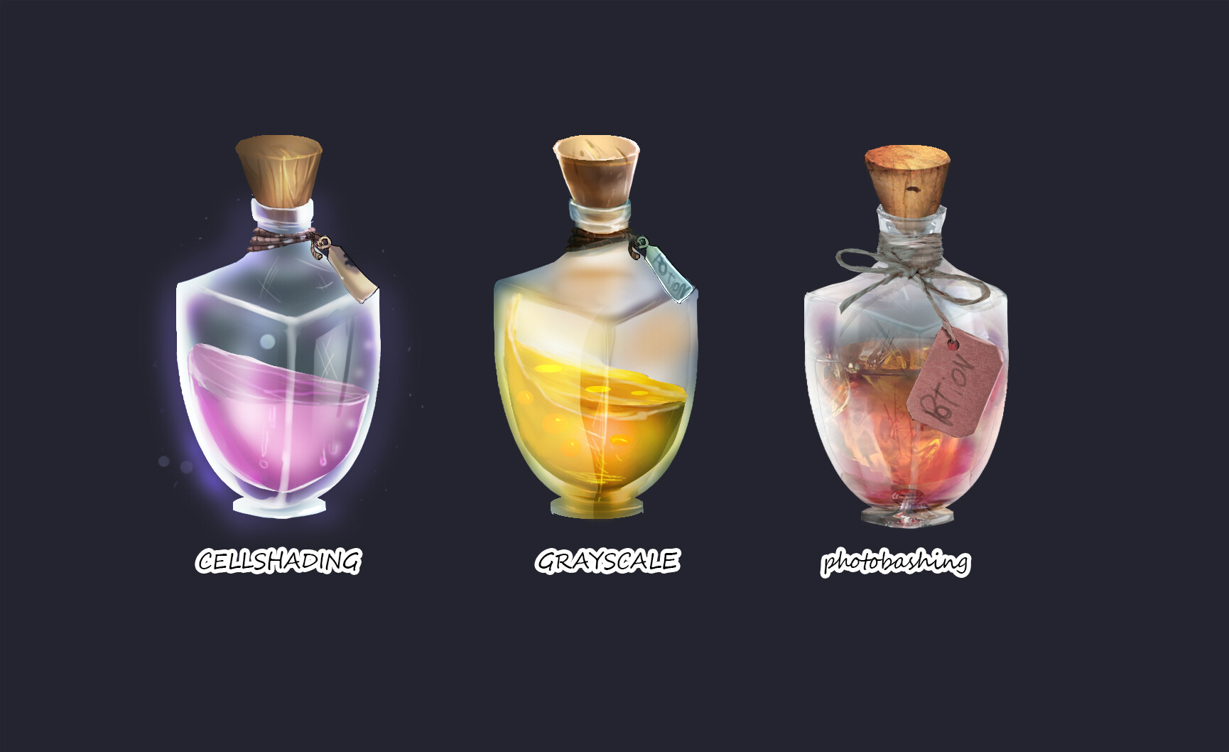 ArtStation - magic potions bottles
