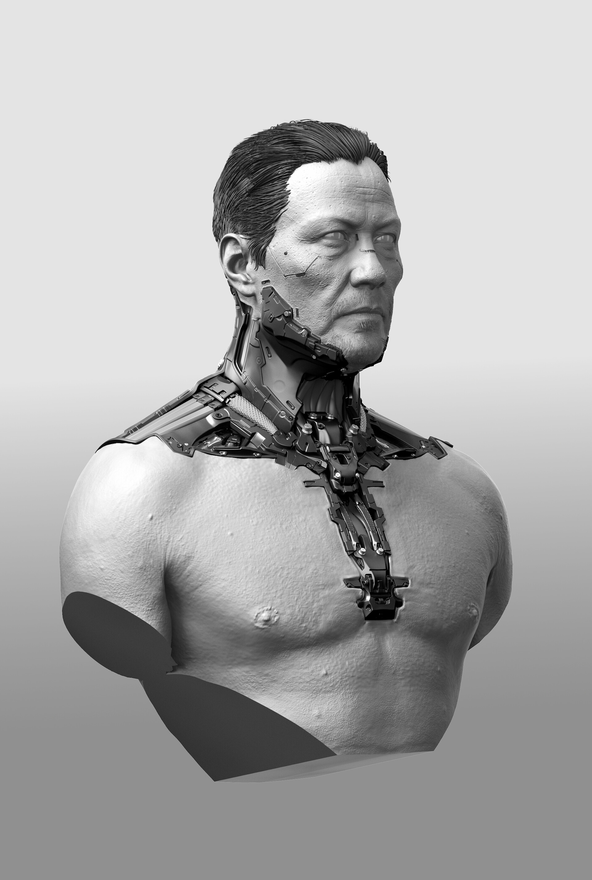 Marcin Klicki - Cyberpunk 2077 - Takemura Cyberware clay renders