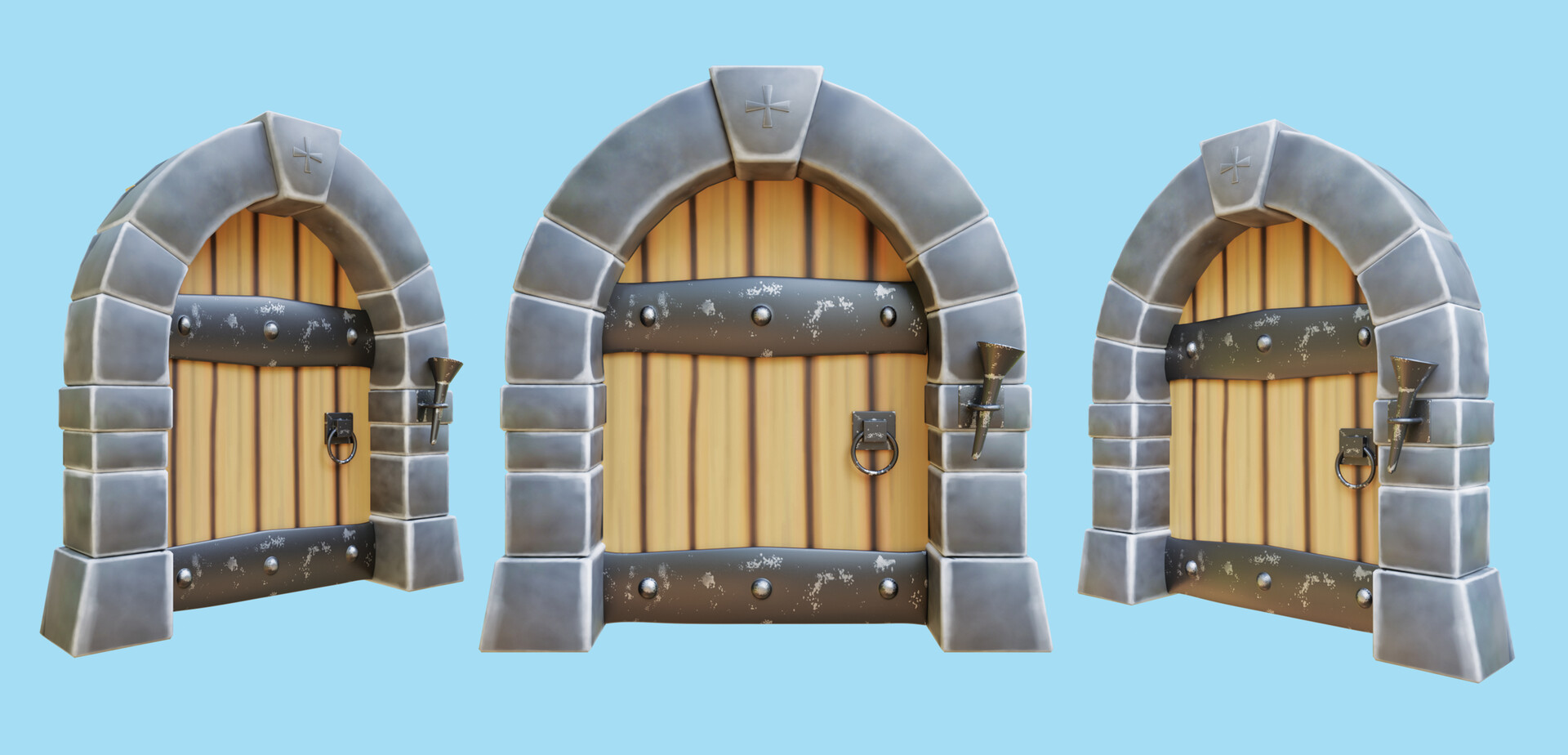 ArtStation - Castle Door Low poly with Texture paint - Blender